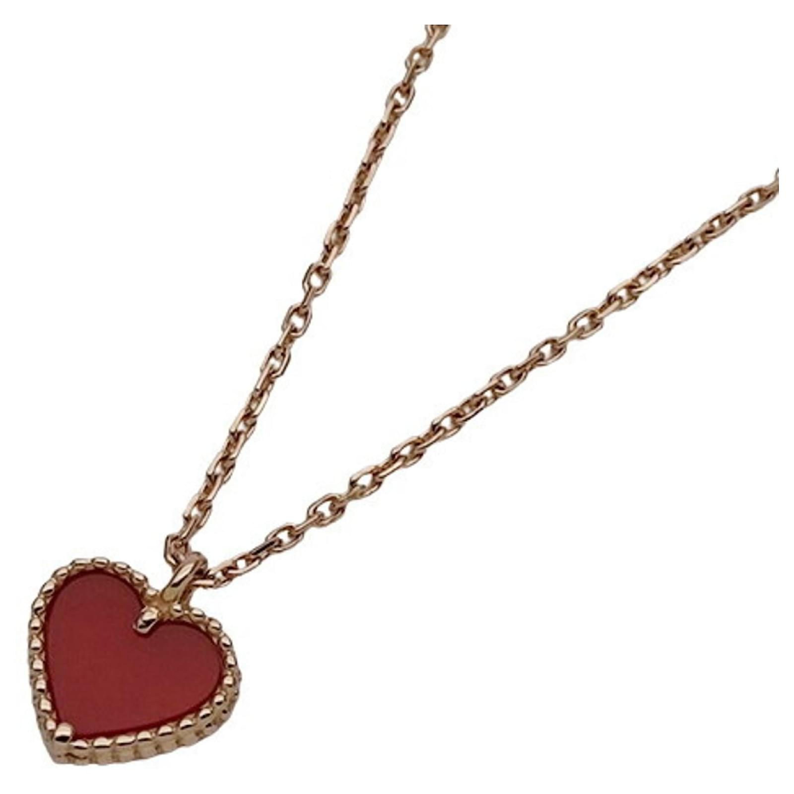 Van Cleef & Arpels Sweet Alhambra Heart Necklace Golden Pink gold ref ...