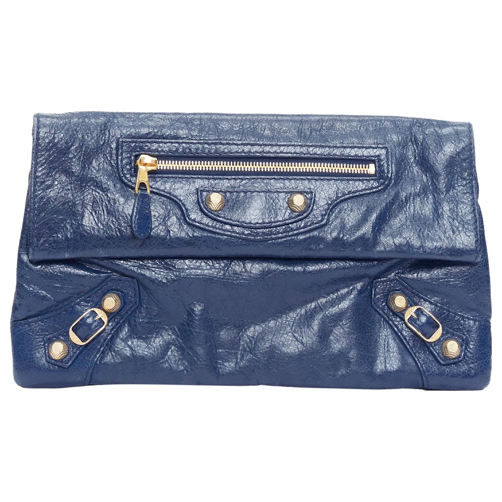 Balenciaga Giant Bleu Mineral Leather Envelope Clutch Bag Blue ref ...