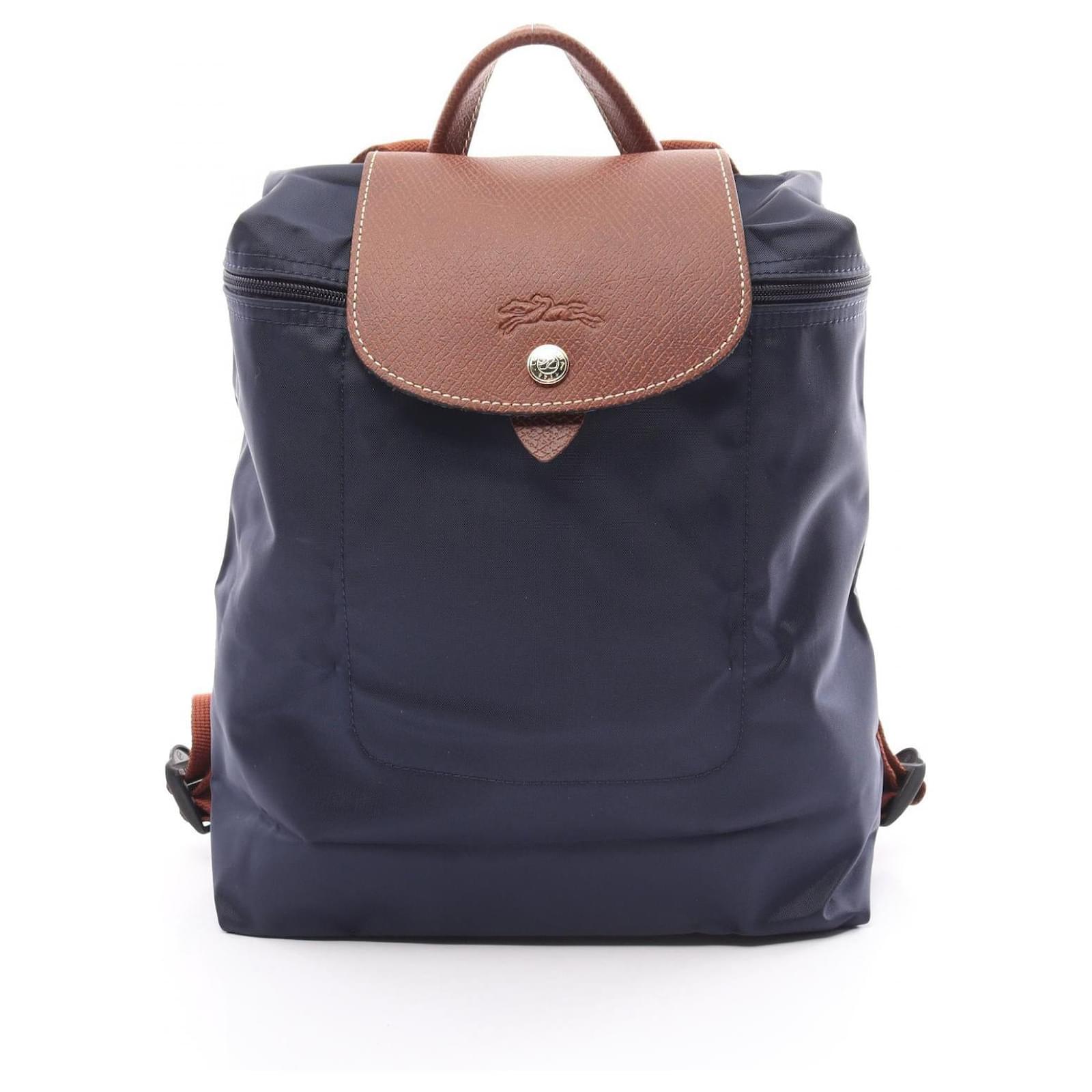 Longchamp Le Pliage Original M Backpack Nylon Leather Blue Cloth ref ...