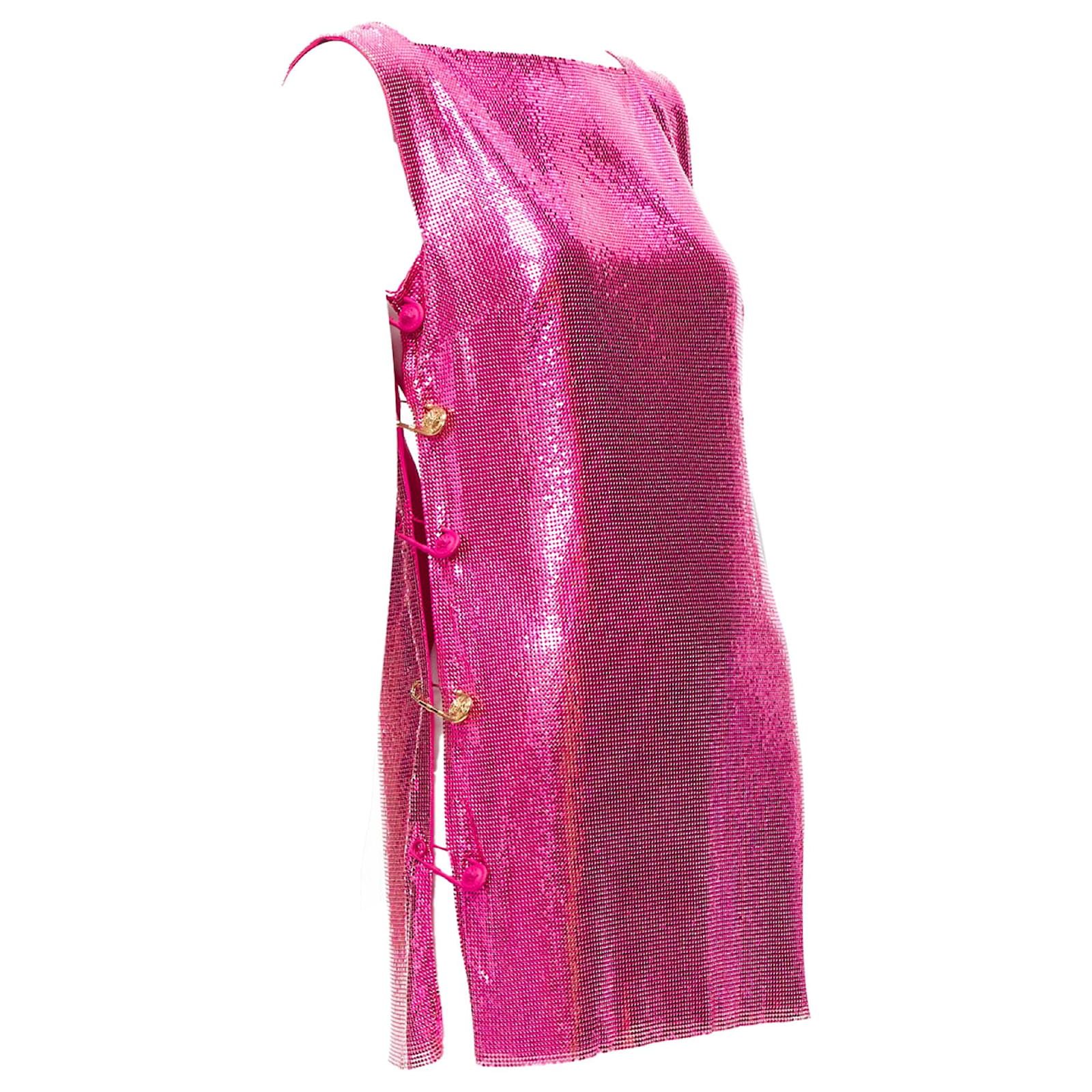 Versace Pink Metal Chainmail Medusa Safety Pin Dress ref.1897799 - Joli ...