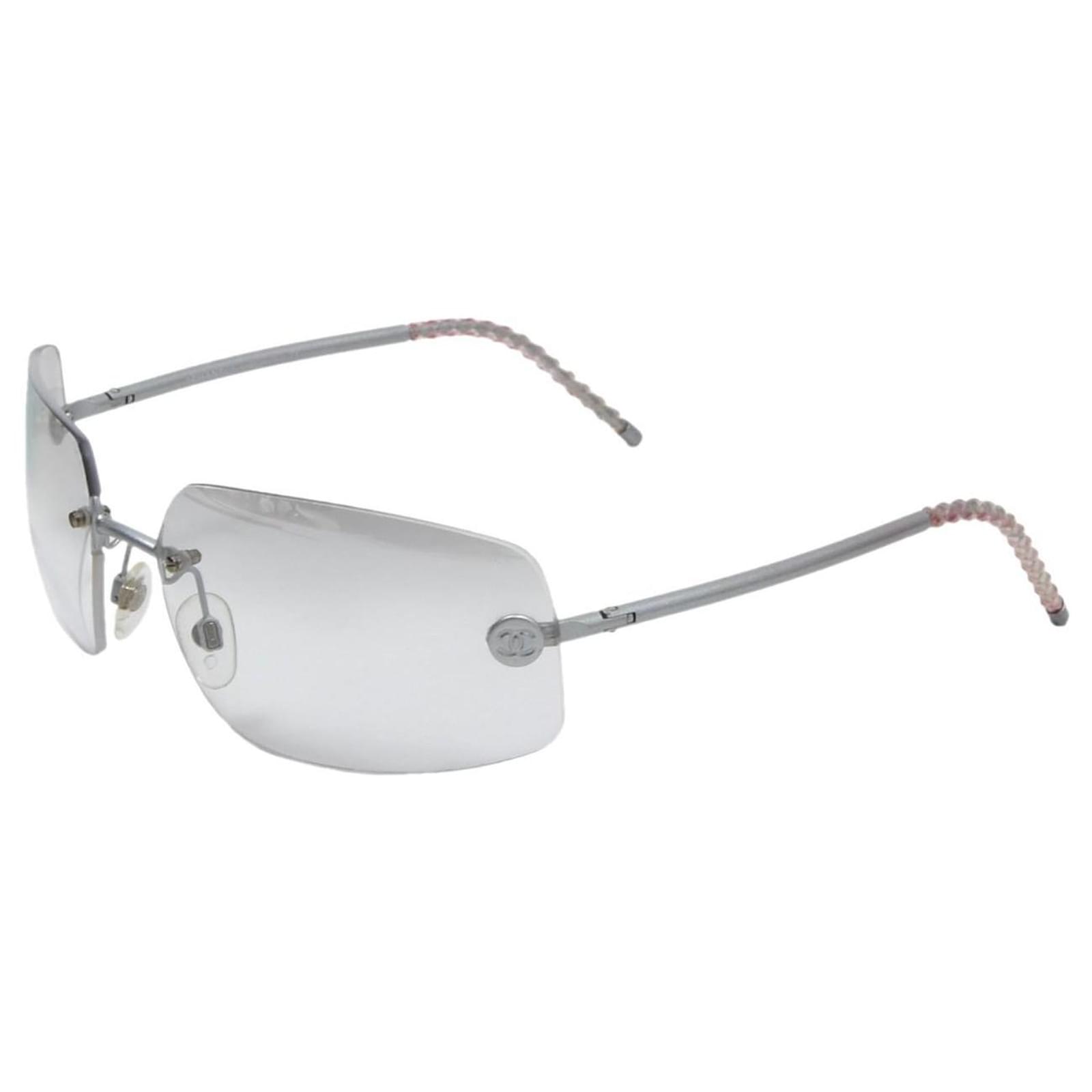 Chanel Rimless Silver Transparent Clear Sunglasses 4035 Silvery Plastic ...