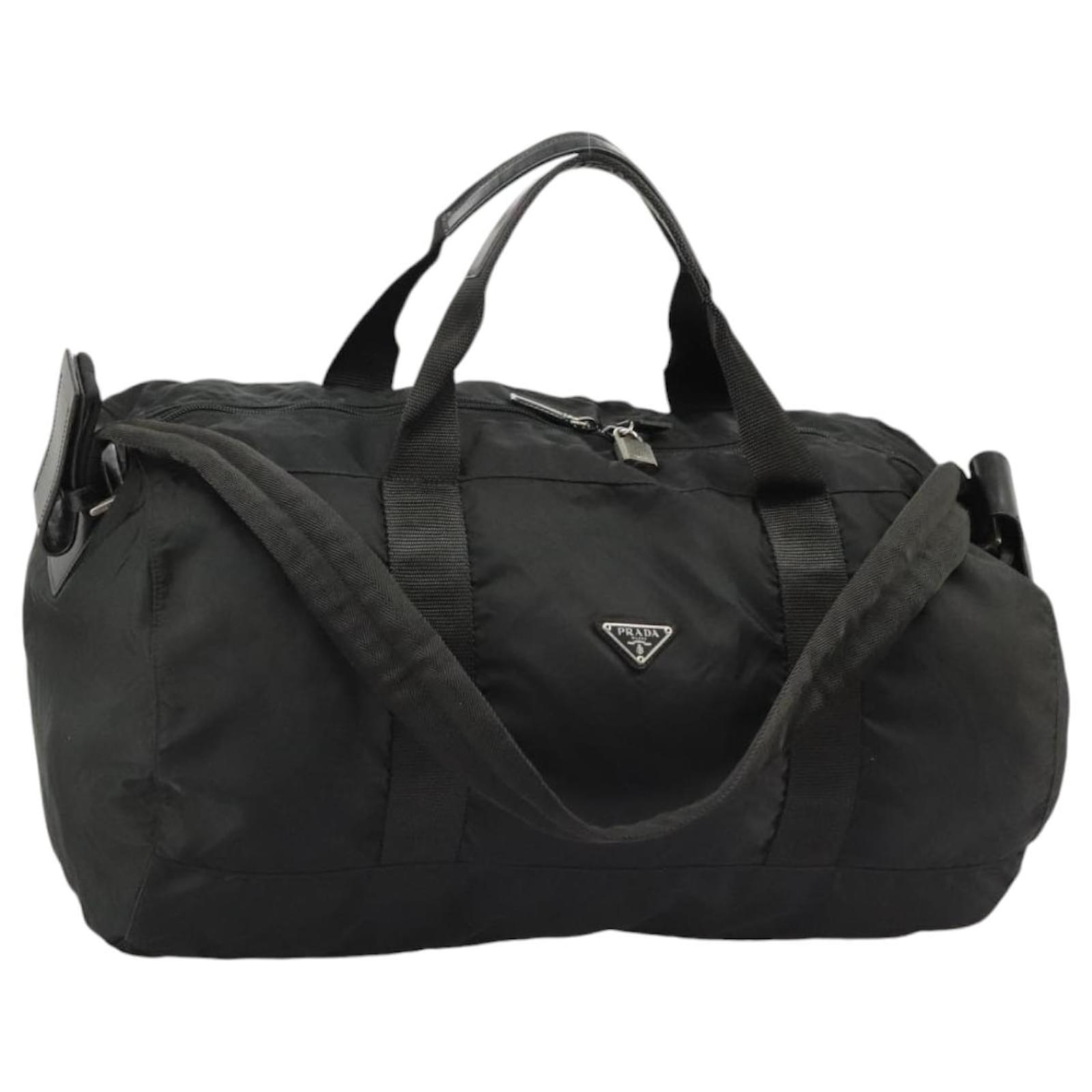 PRADA Boston Bag Nylon 2way Black Silver Auth fm4151 Silvery ref ...