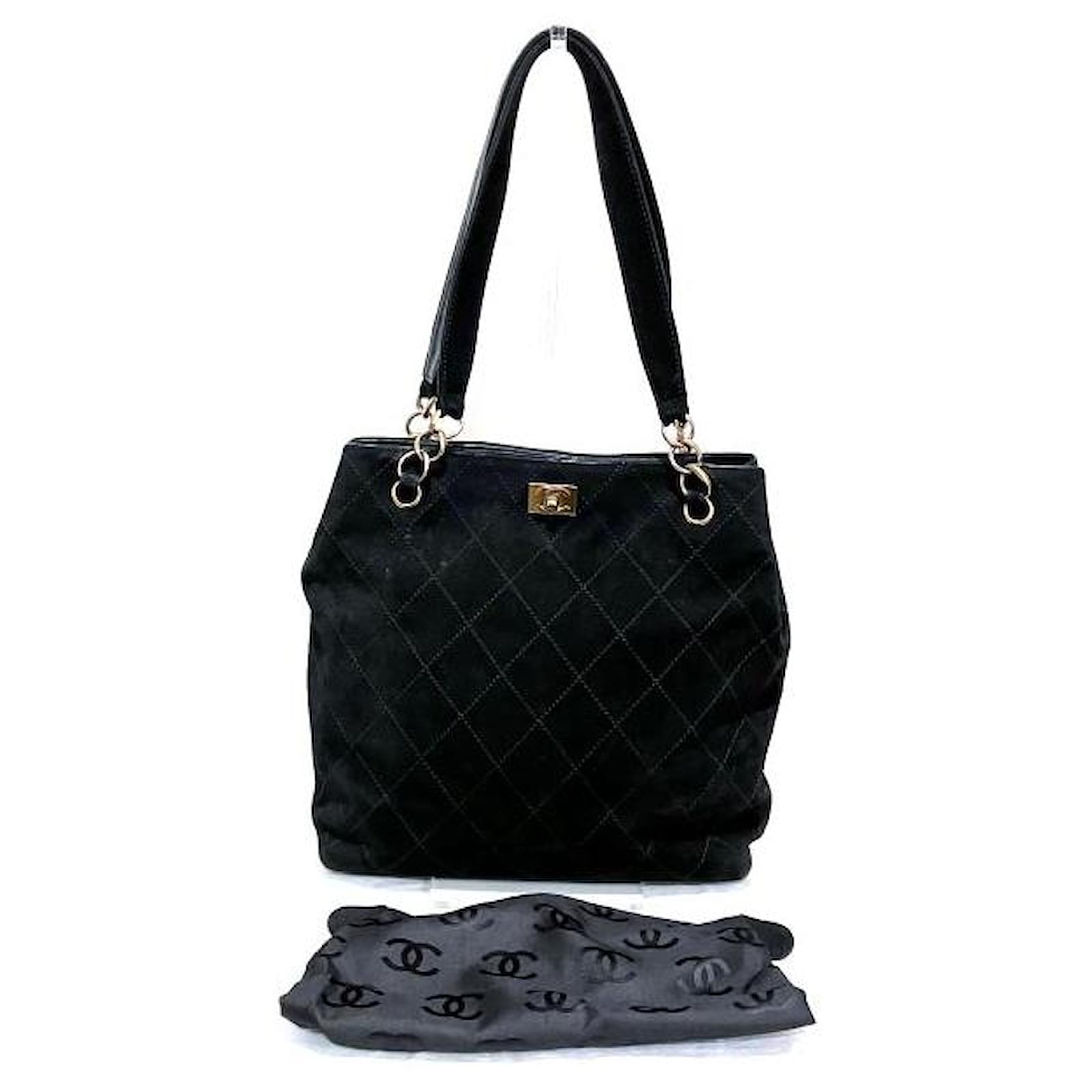 Chanel Wild Stitch Suede Leather Tote Bag Black ref.1901797 - Joli Closet