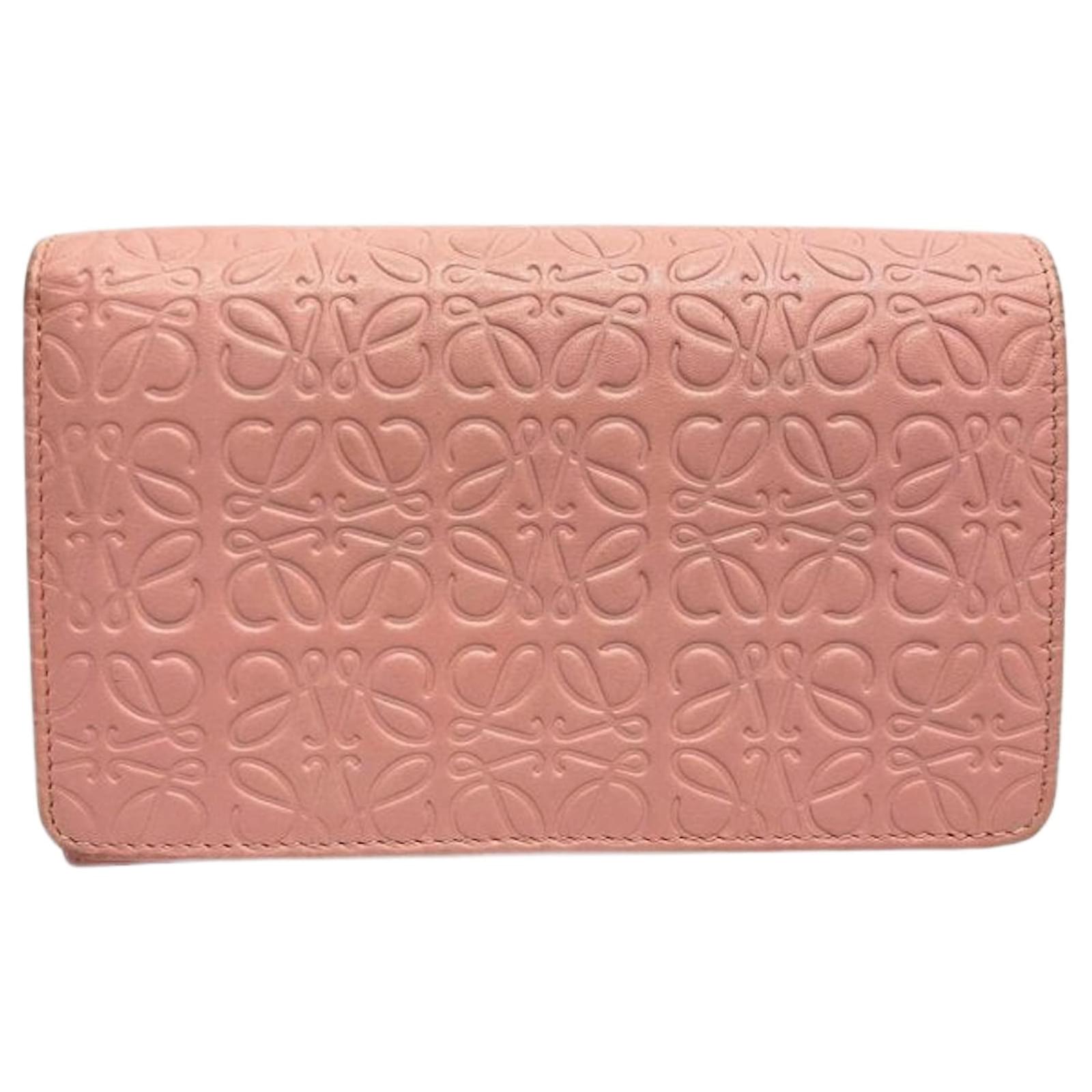 Loewe Leather Anagram Bifold Wallet Pink ref.1902818 - Joli Closet