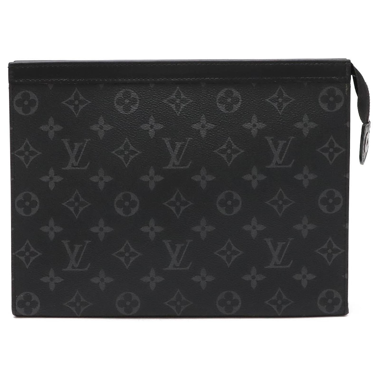 Louis Vuitton Monogram Eclipse Pochette Voyage MM Clutch Black Cloth ...