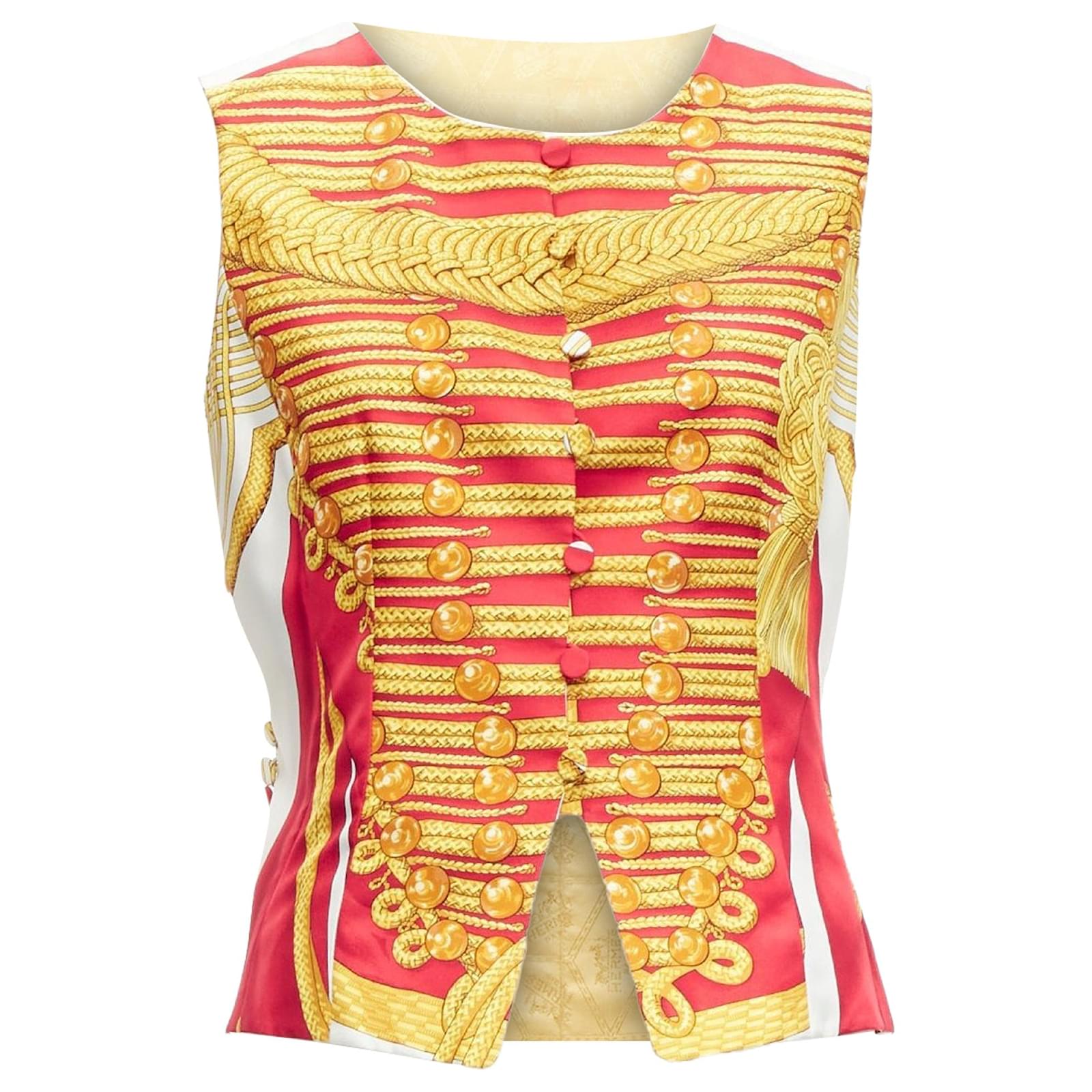 Hermès Hermes Tromp Loeil buttons waistcoat vest Red Silk ref.1906242 ...