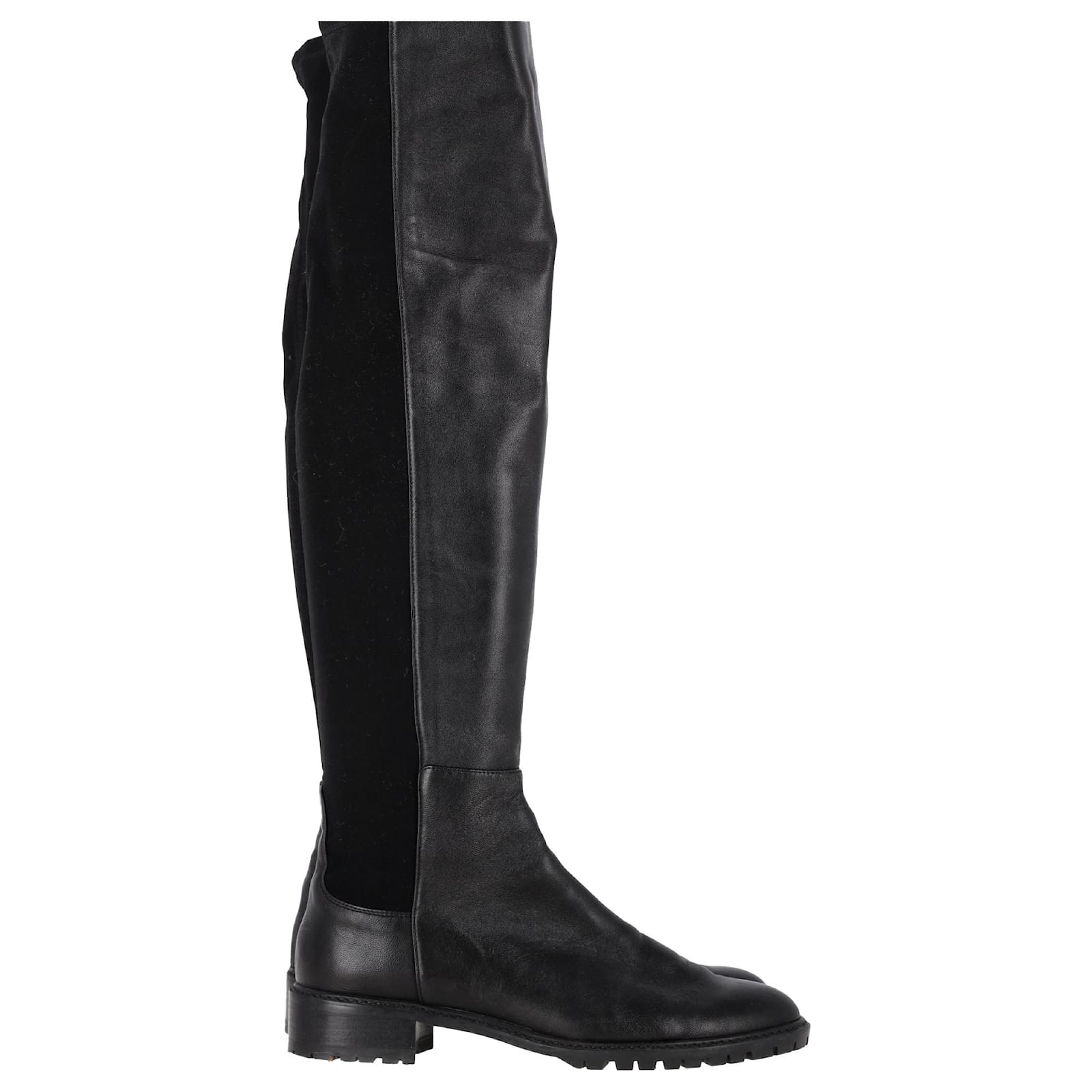Stuart Weitzman 5050 Lift Over-the-Knee Boots in Black Leather and ...