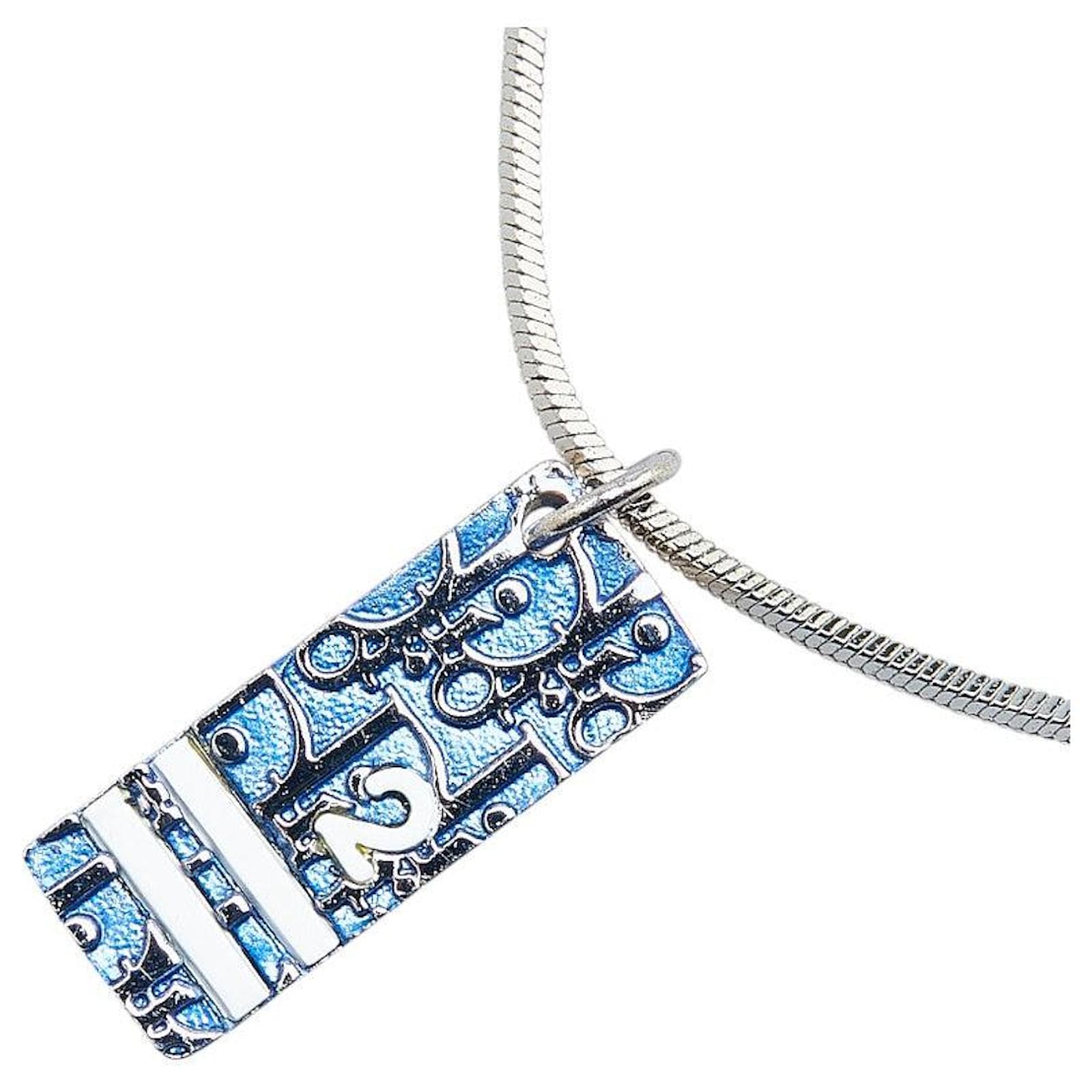 Dior Vintage Trotter Number 2 Necklace Blue Metal ref.1912890 - Joli Closet