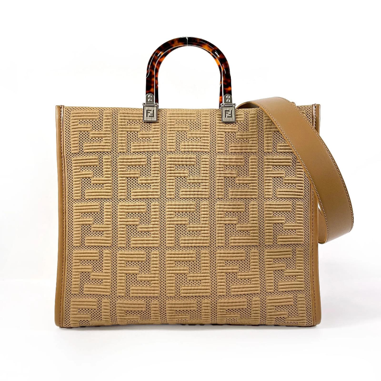Fendi Sunshine Medium Tote Bag Brown Leather Nylon ref.1915182 - Joli Closet