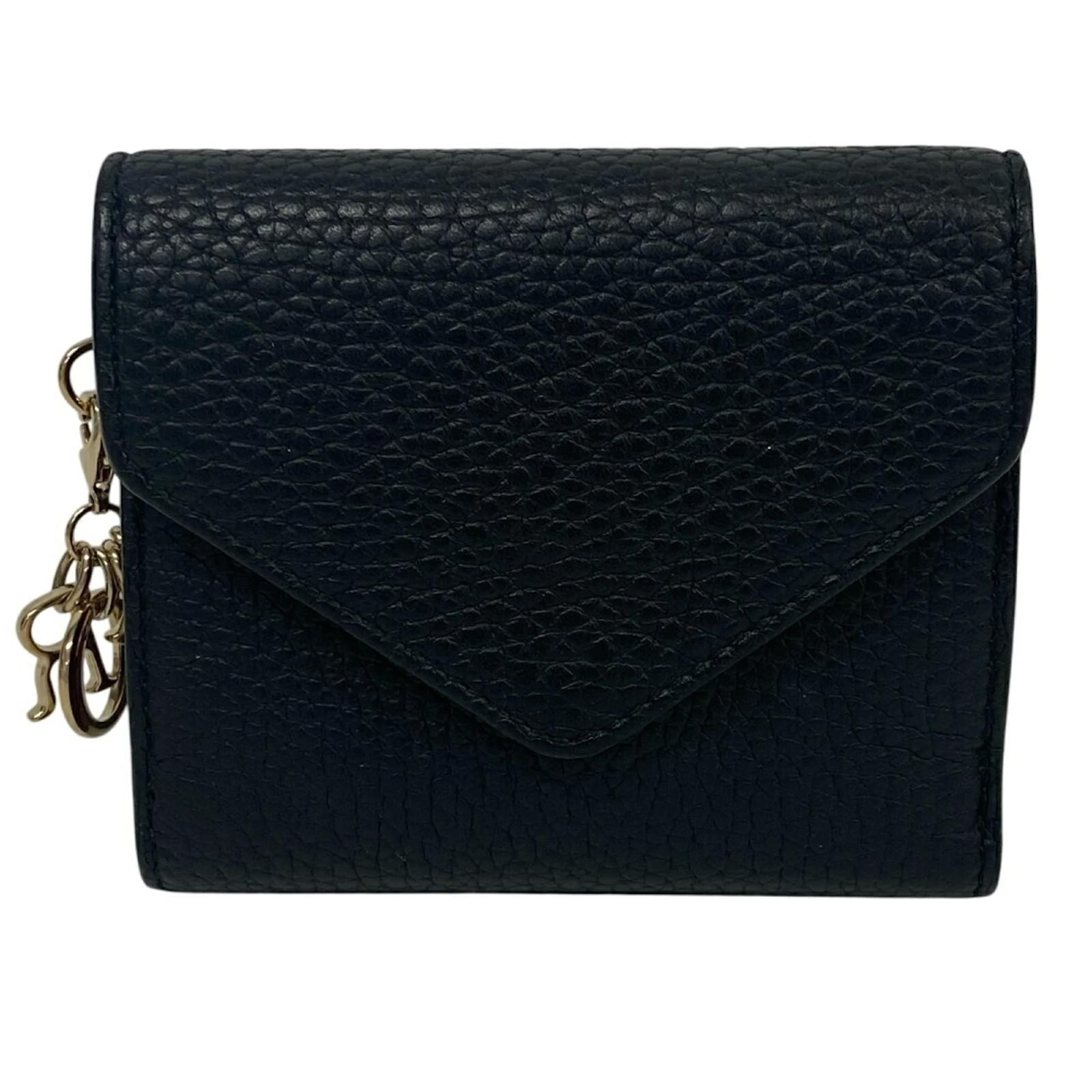 Christian Dior Diorissimo Compact Wallet Black Purple Leather ref ...
