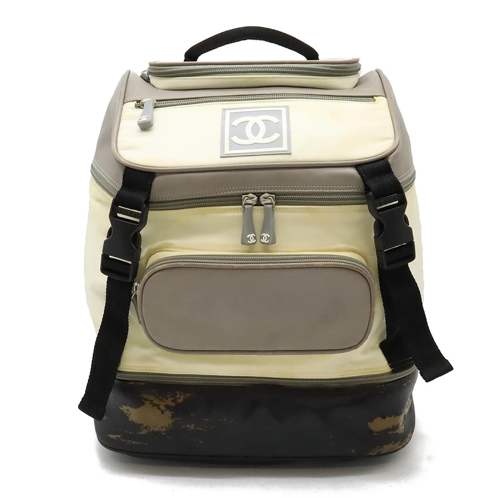 Chanel Sport Line Coco Mark Backpack Brown Black Cream Leather Rubber ...