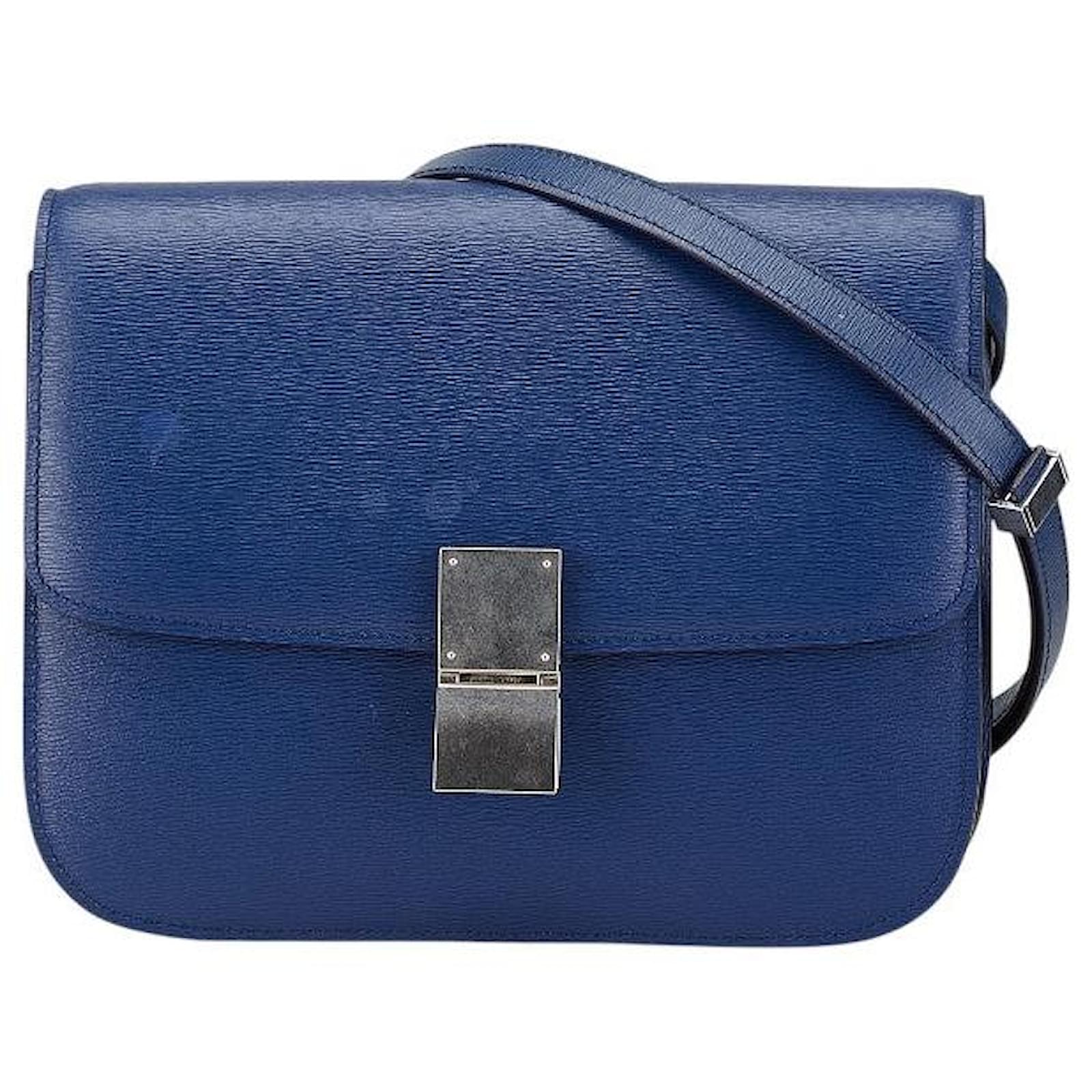 Céline Celine Classic Box Medium Shoulder Bag Blue Leather ref.1920799 ...
