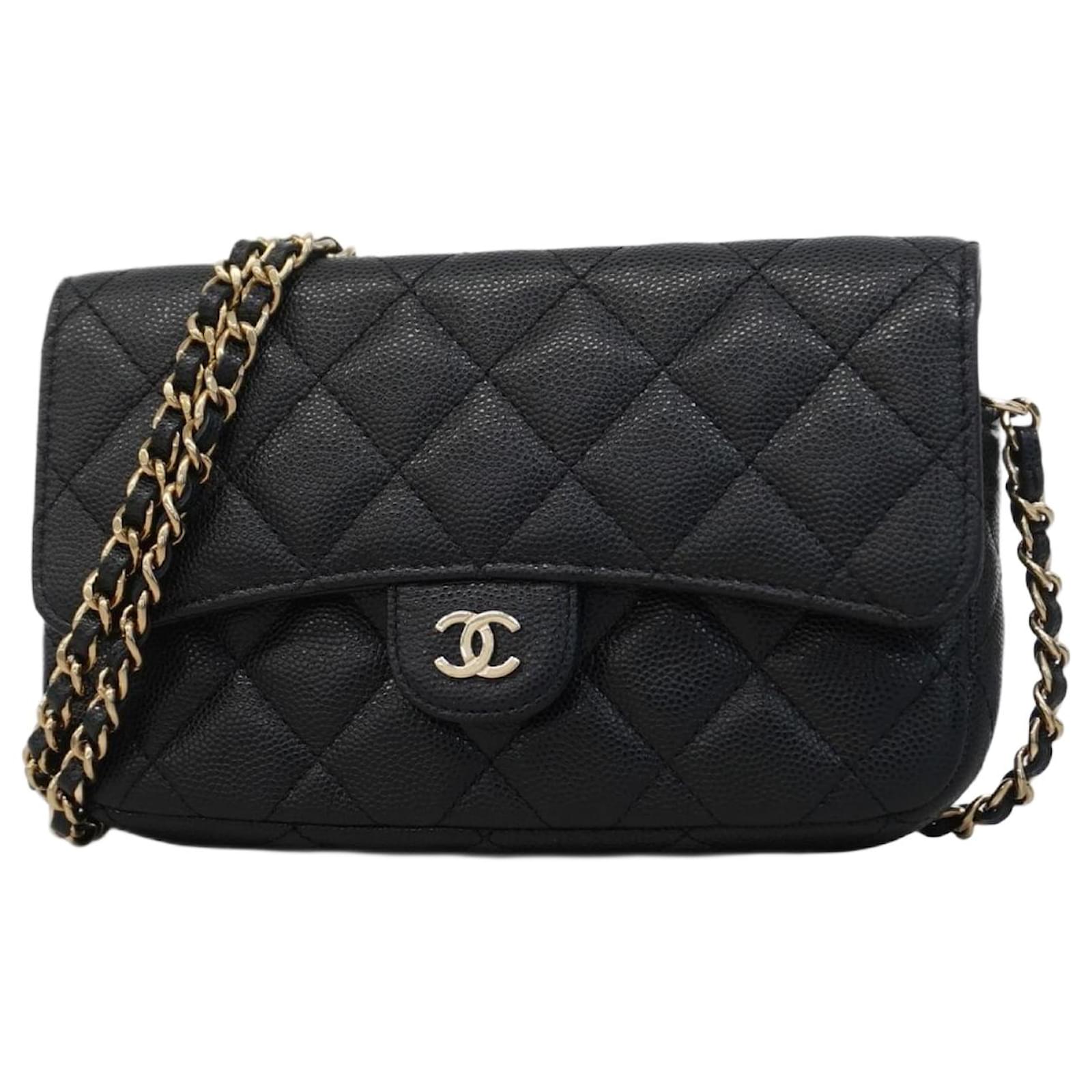 Chanel Black Caviar Leather Shoulder Wallet ref.1922278 - Joli Closet