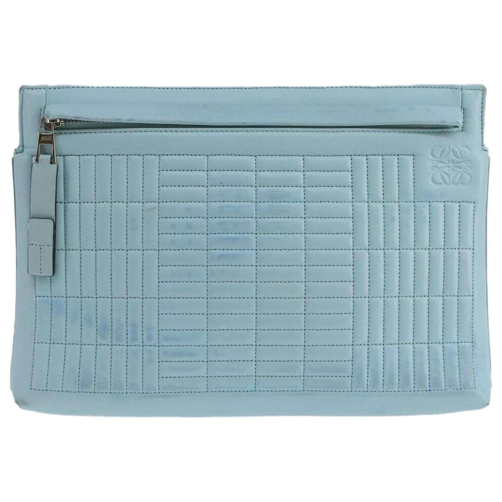 Loewe T pouch Blue Leather ref.1922766 - Joli Closet