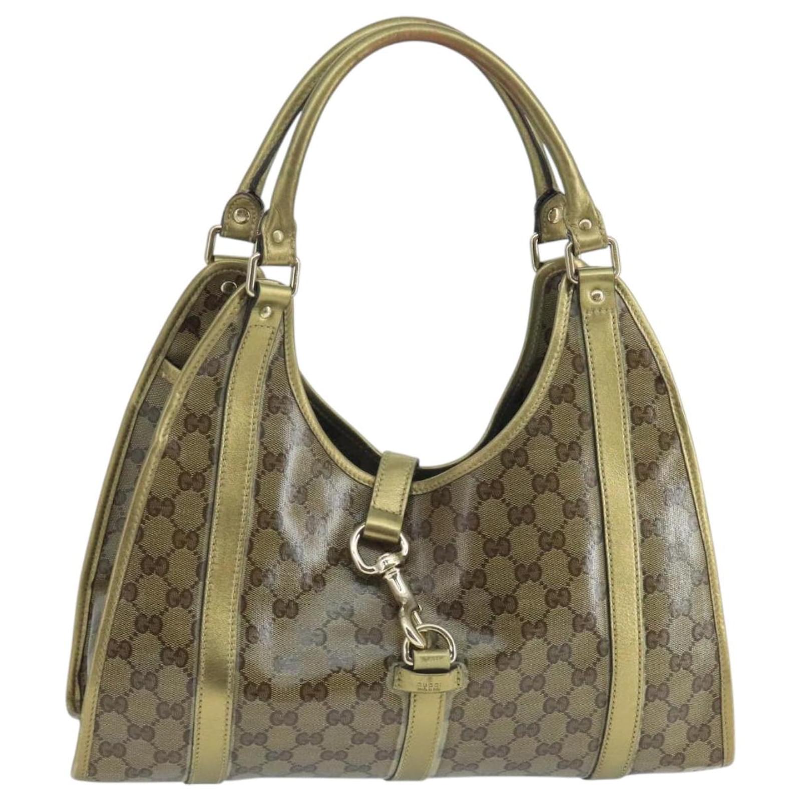 GUCCI GG Crystal Jackie Hand Bag Gold Tone Gold 203494 Auth 104695 ...