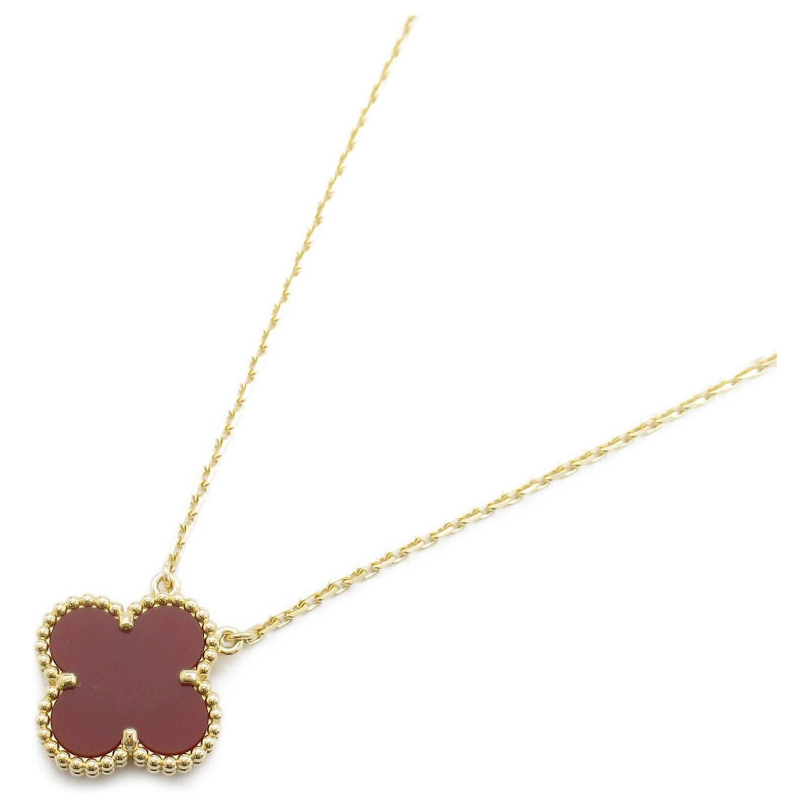 Van Cleef & Arpels Vintage Alhambra Necklace Carnelian Red Metal ref ...