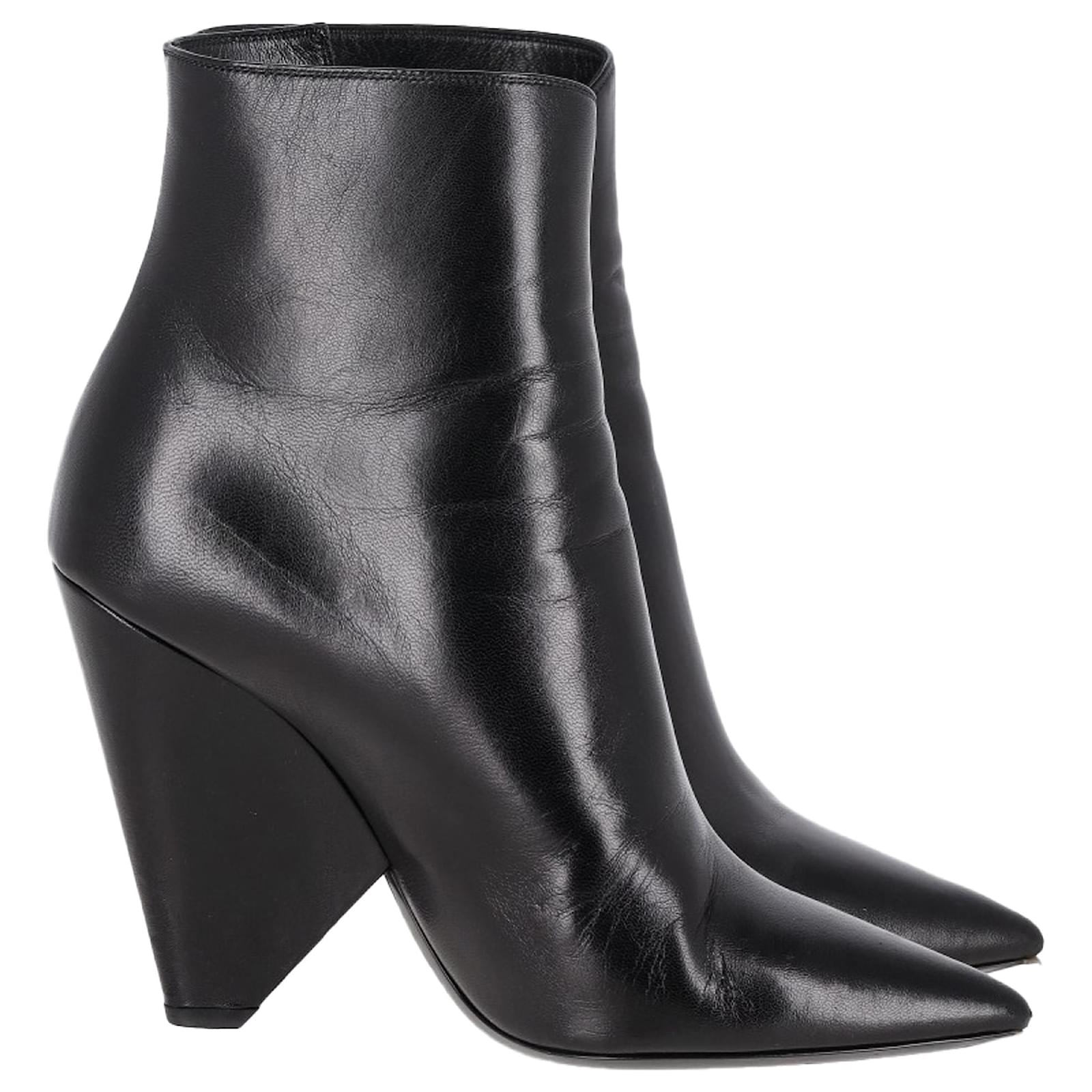 Saint Laurent Pyramid-Heeled Ankle Boots in Black Leather ref.1926902 ...