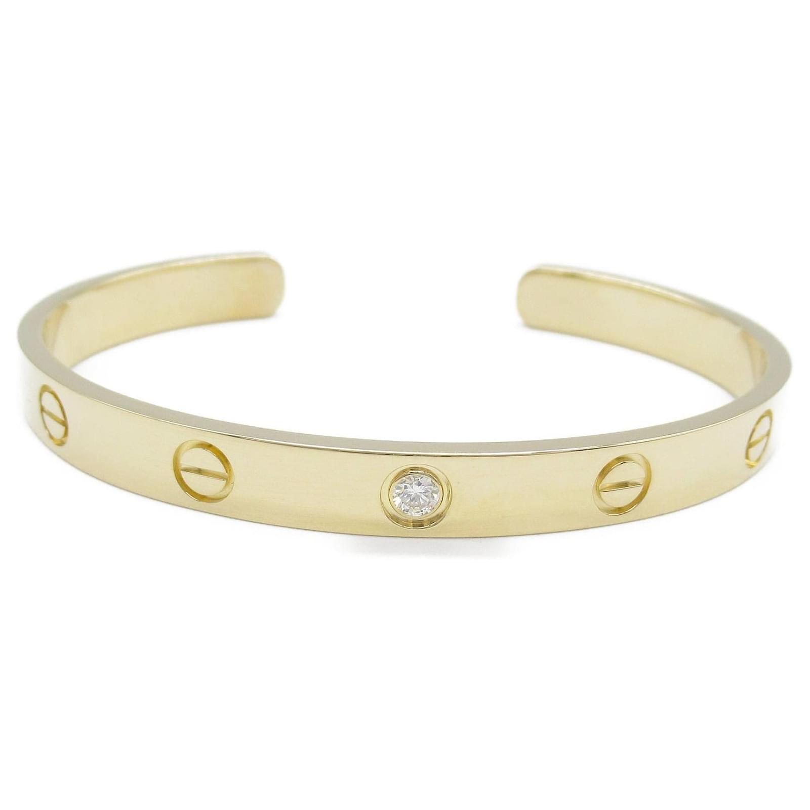 Cartier Open Love Bracelet 1P Diamond K18 Yellow Gold Golden Metallic ...