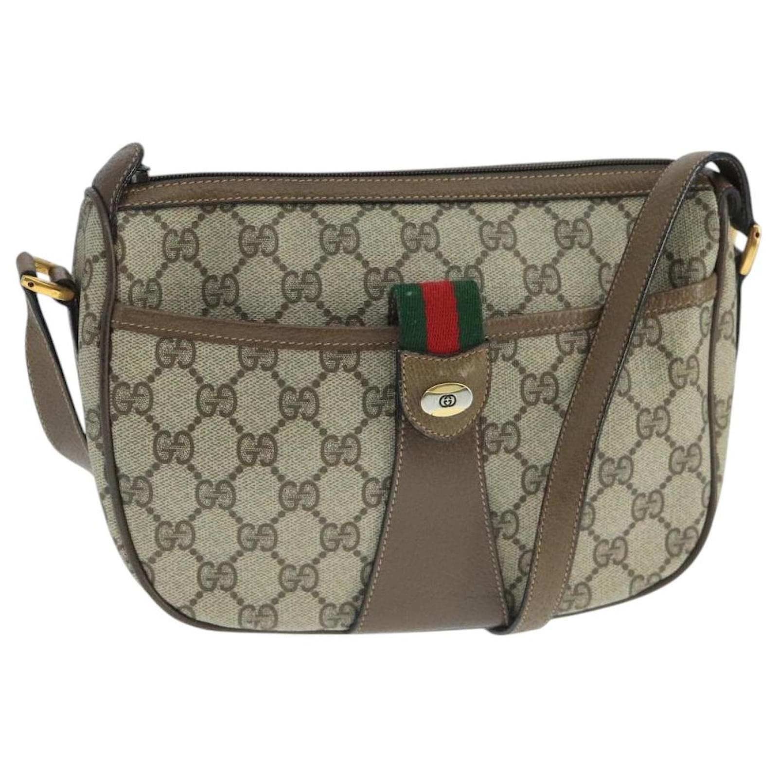 GUCCI GG Supreme Web Sherry Line Shoulder Bag PVC Beige 89 02 032 Auth ...