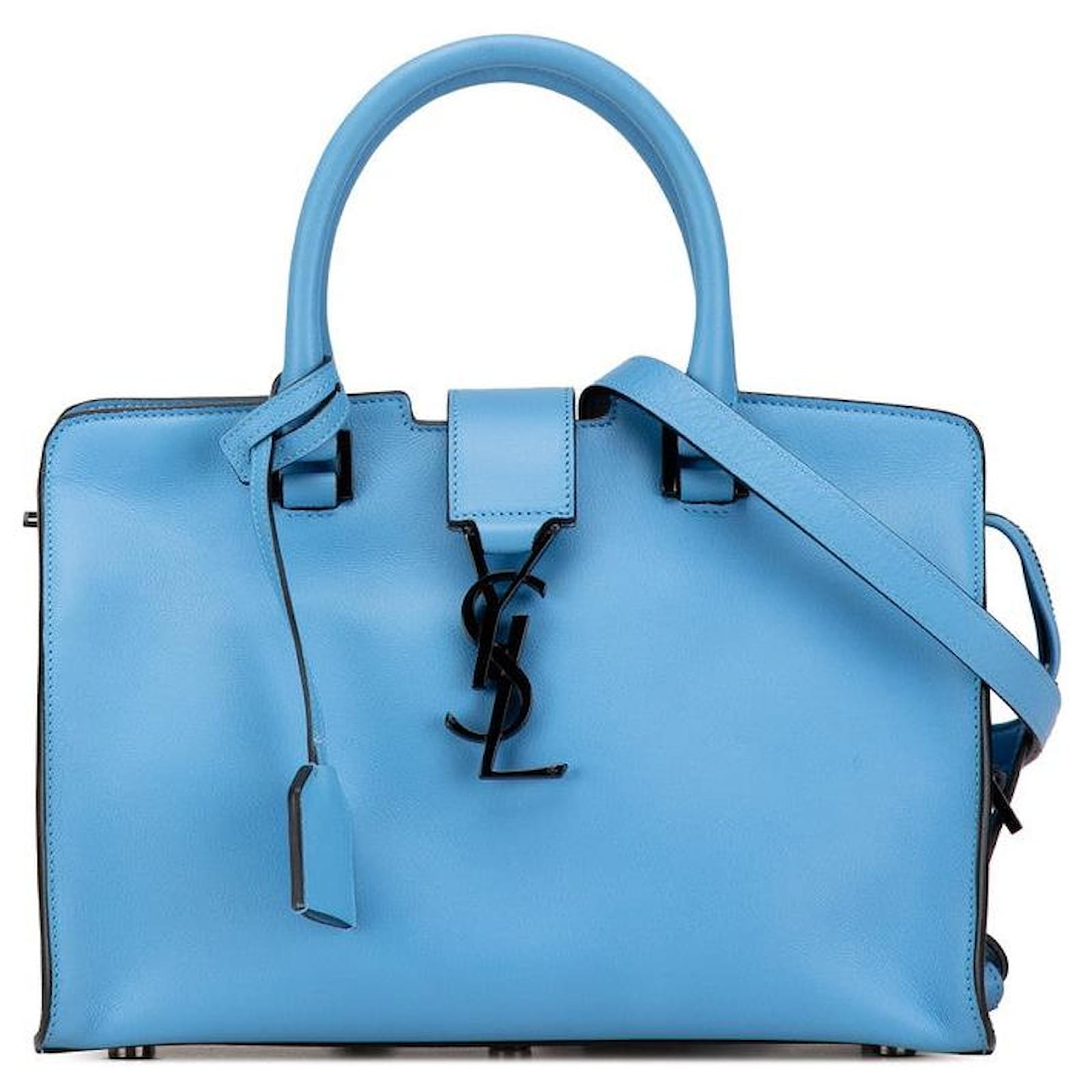 Yves Saint Laurent Leather Baby Cabas Handbag Blue ref.1933485 - Joli ...