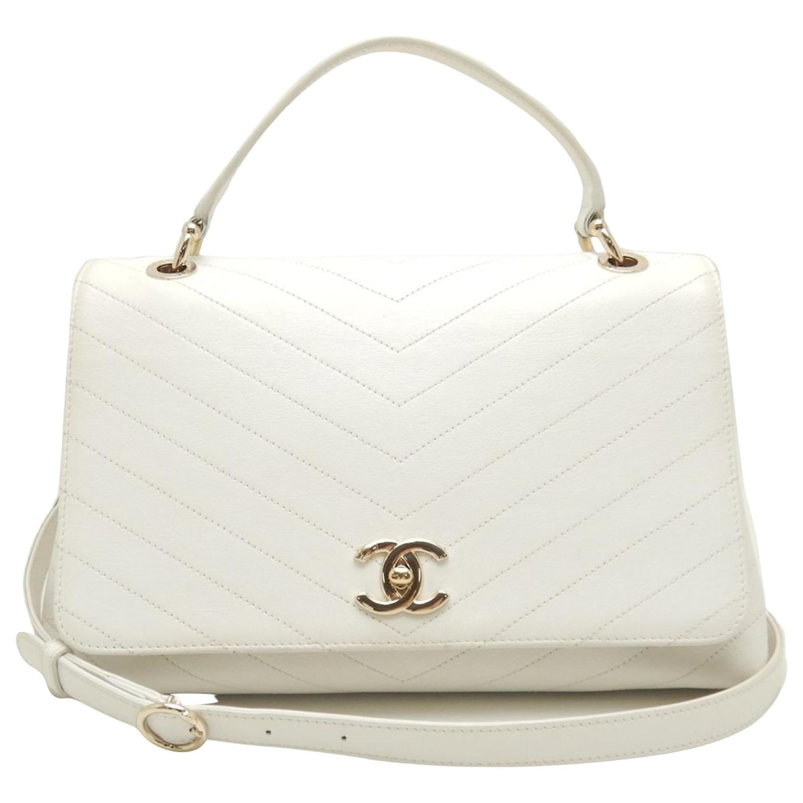 Chanel Coco Handle White Leather ref.1934047 - Joli Closet