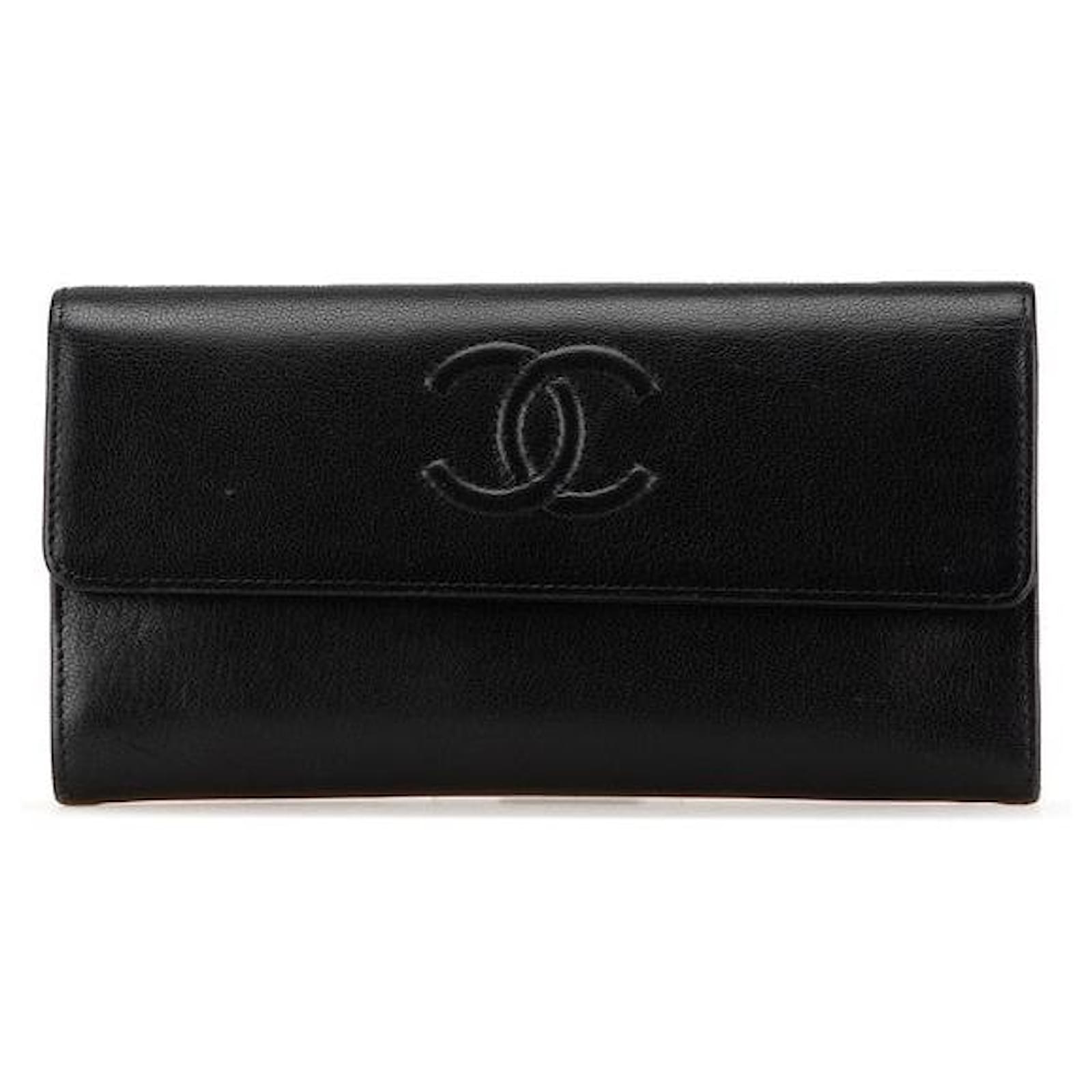 Chanel Coco Mark Leather Long Wallet Black ref.1940608 - Joli Closet