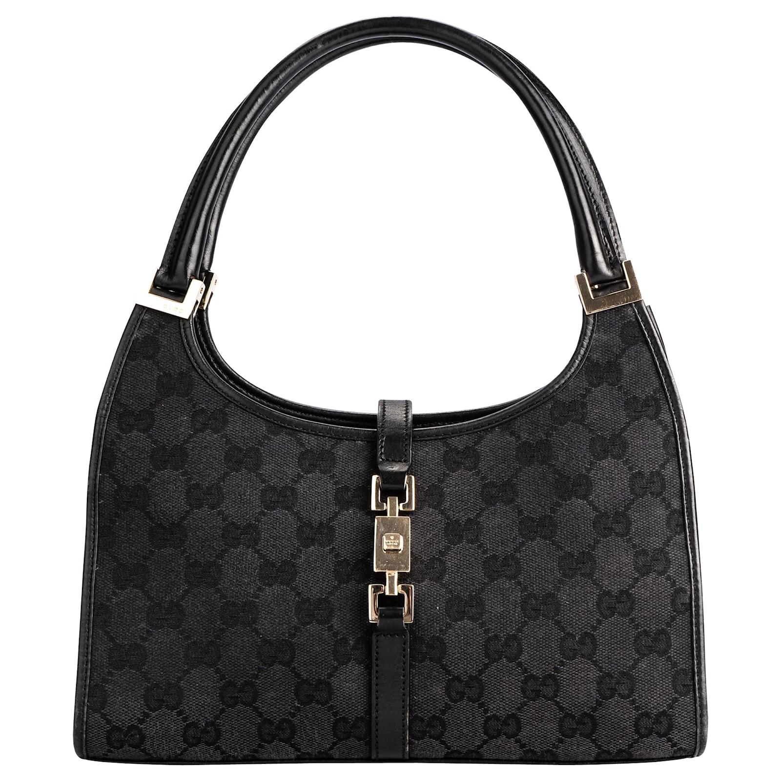 Gucci Monogram Jackie Shoulder Bag Black Leather ref.1941827 - Joli Closet