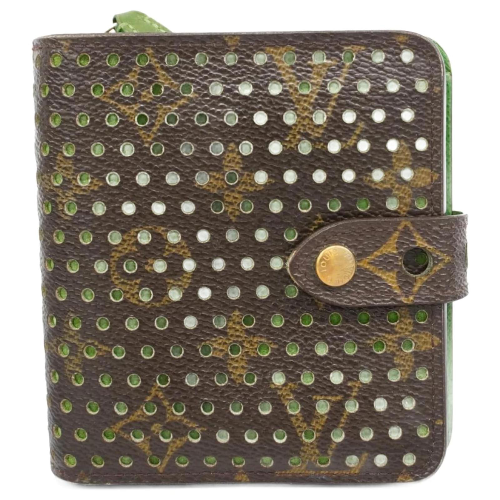 Louis Vuitton Monogram Perforated Compact Zip Wallet Brown Green ref ...