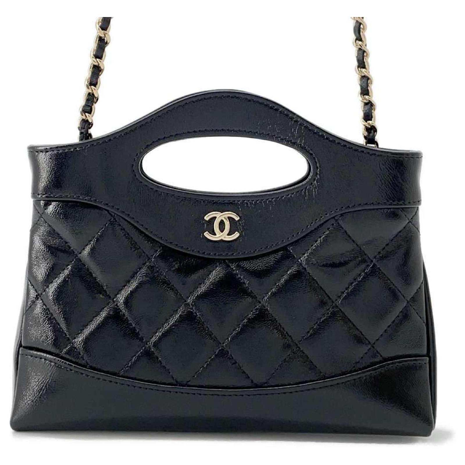 Chanel Chain Shoulder Bag 31 Matelasse Nano Black Leather ref.1944071 ...