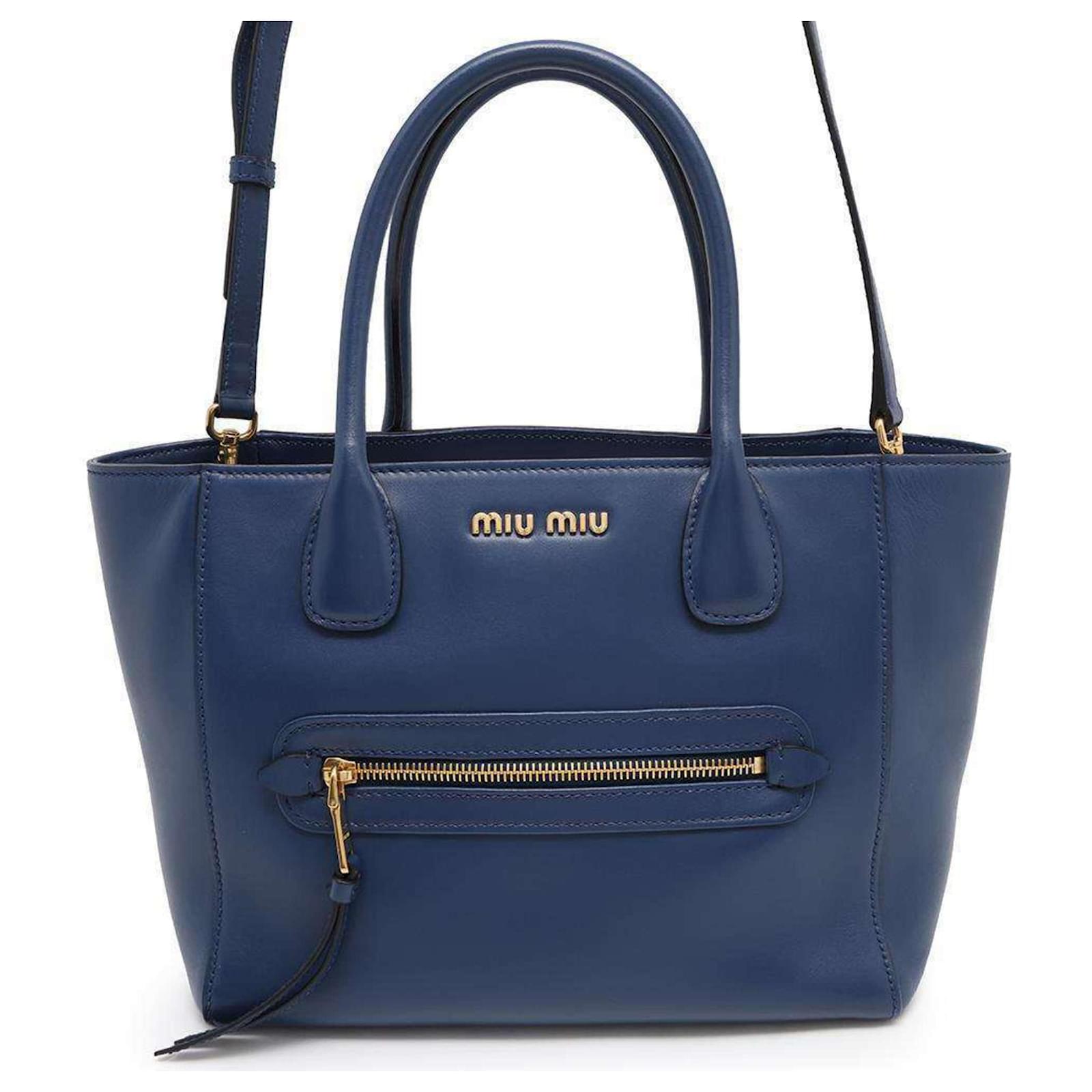 Miu Miu Leather Handbag Blue ref.1944136 - Joli Closet