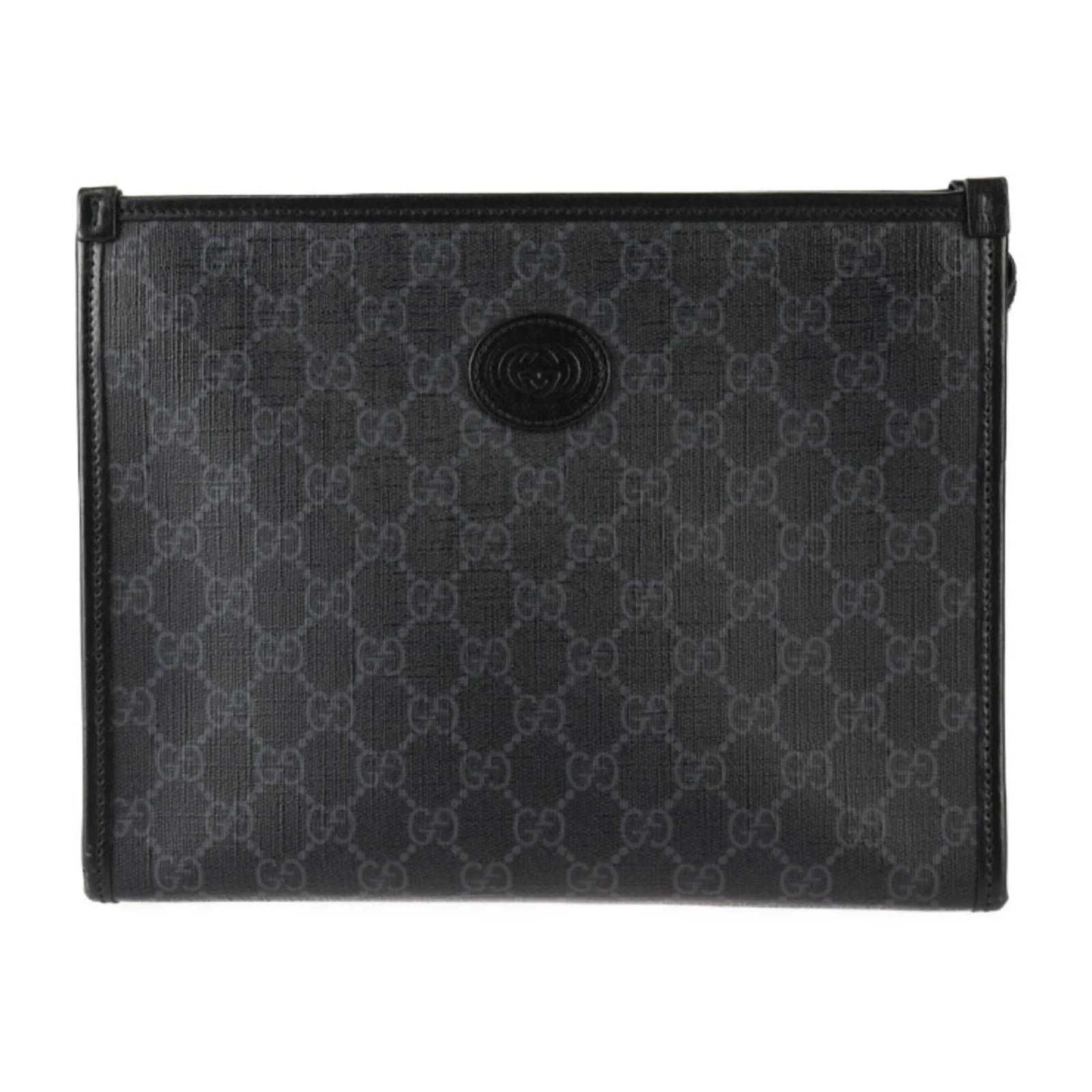 Gucci Beauty Case with Interlocking G Brown Black Leather Cloth ref ...