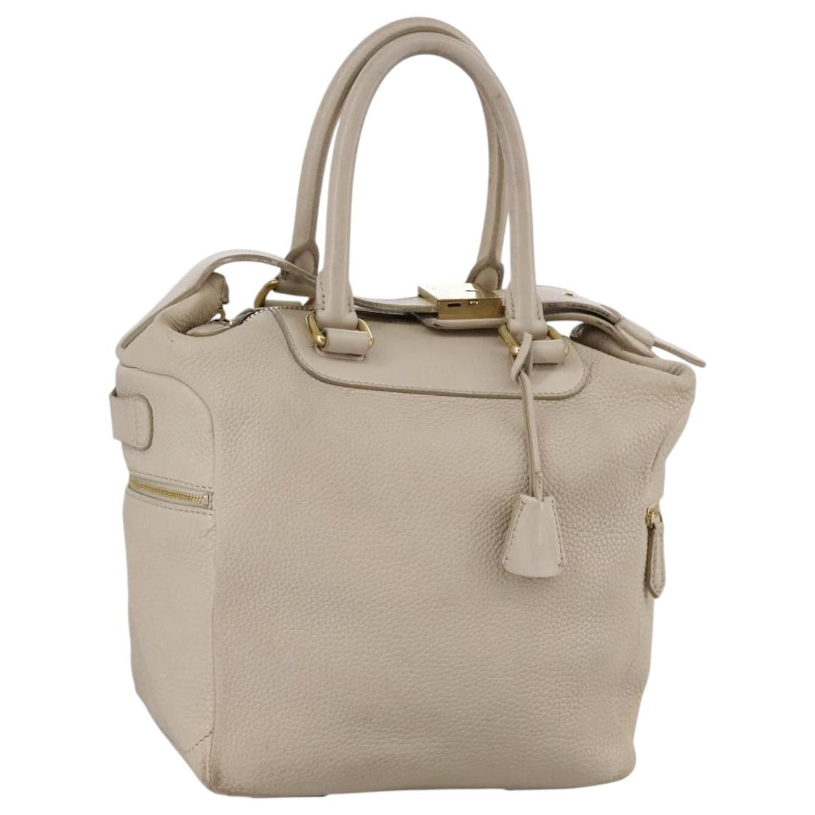 Céline CELINE Hand Bag Leather Beige Gold Auth bs21026 Golden ref ...