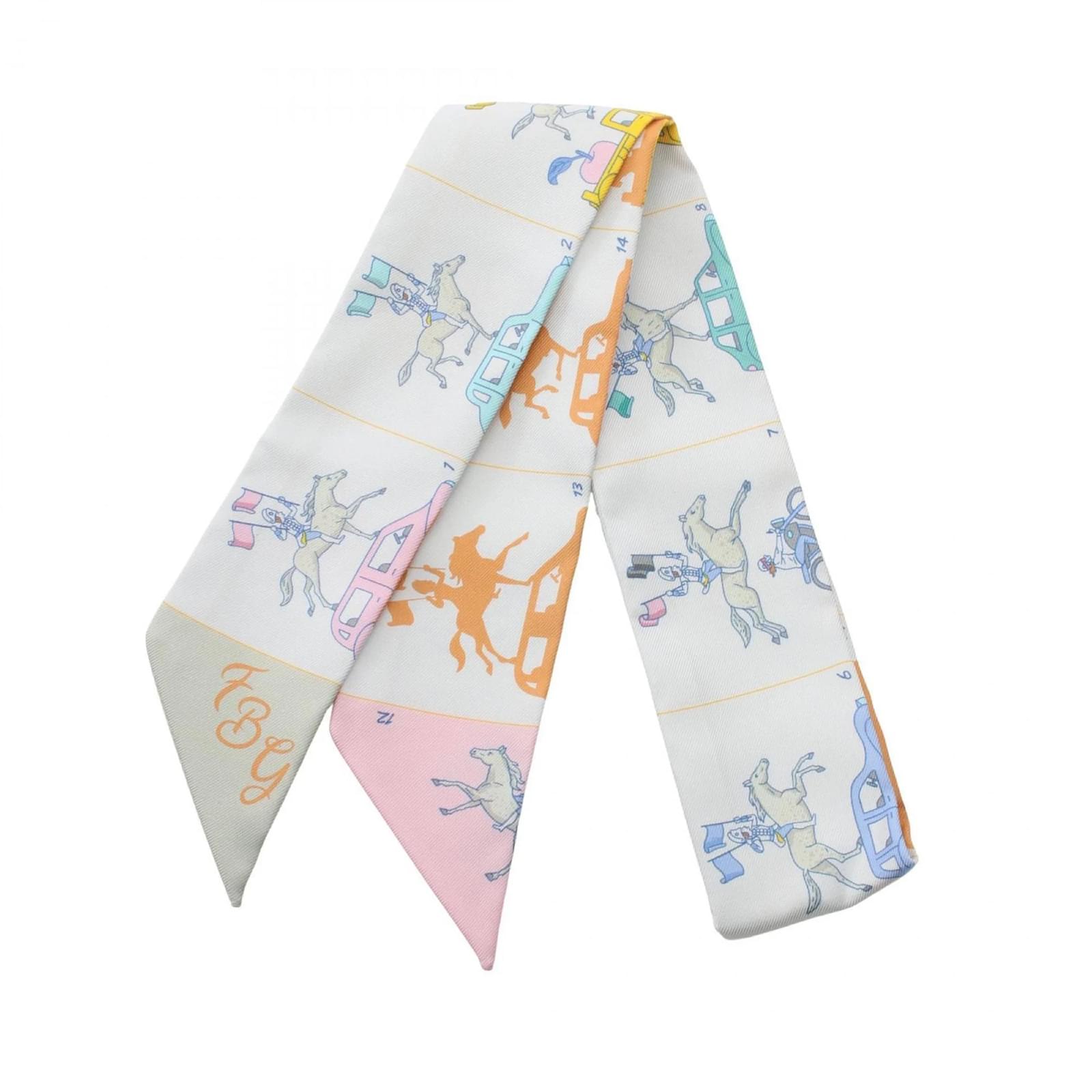 Hermès Hermes Twilly HERMES PARADE Scarf Brown Multiple colors Silk ref ...