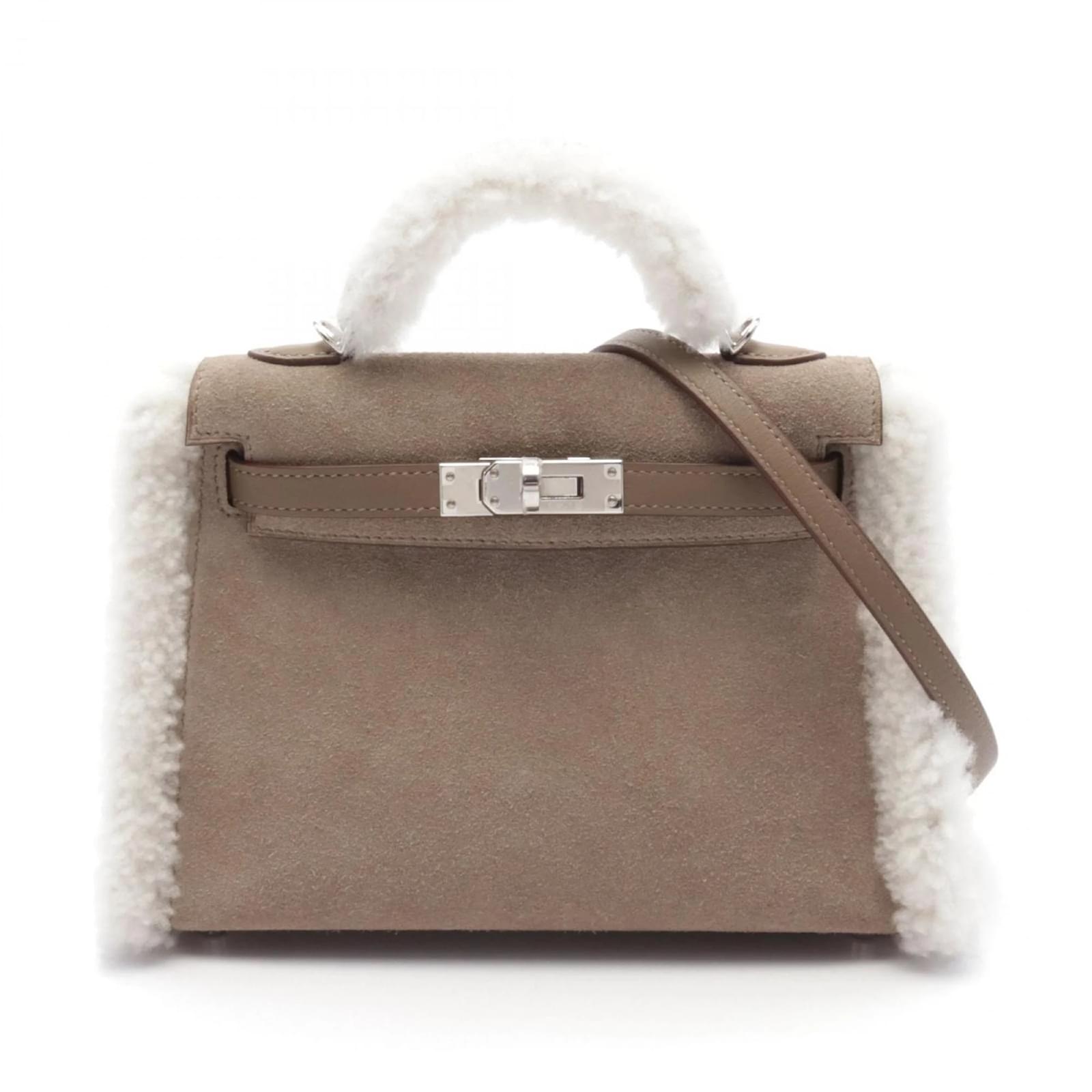Hermès Hermes Kelly 2 Teddy Etoupe Handbag Brown White Taupe Leather ...