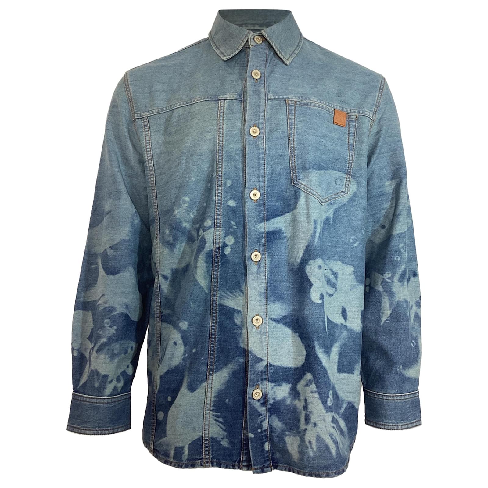 Loewe x Paula's Ibiza Fish Overshirt in Blue Cotton Denim ref.1947017 ...