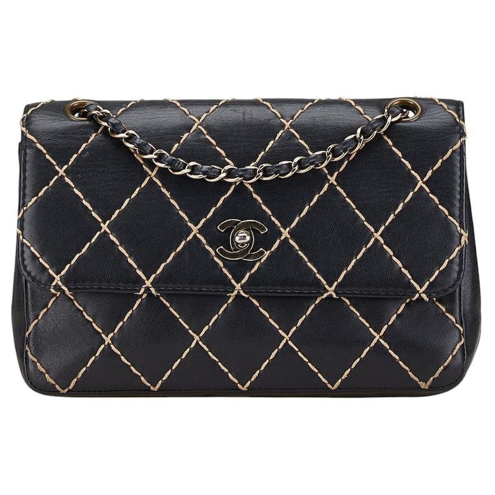 Chanel Wild Stitch Matelasse Black Leather Shoulder Bag 6 series ref ...