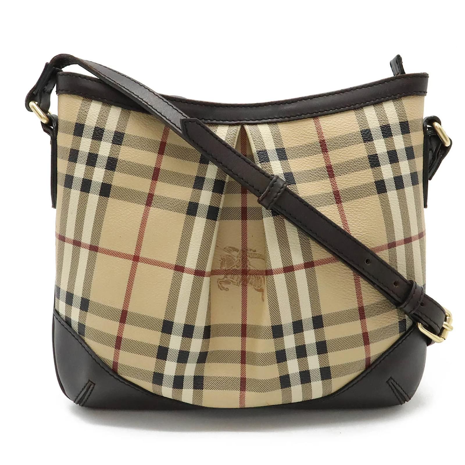 Burberry Shadow Horse Nova Check Pattern Shoulder Bag Black Red Beige ...