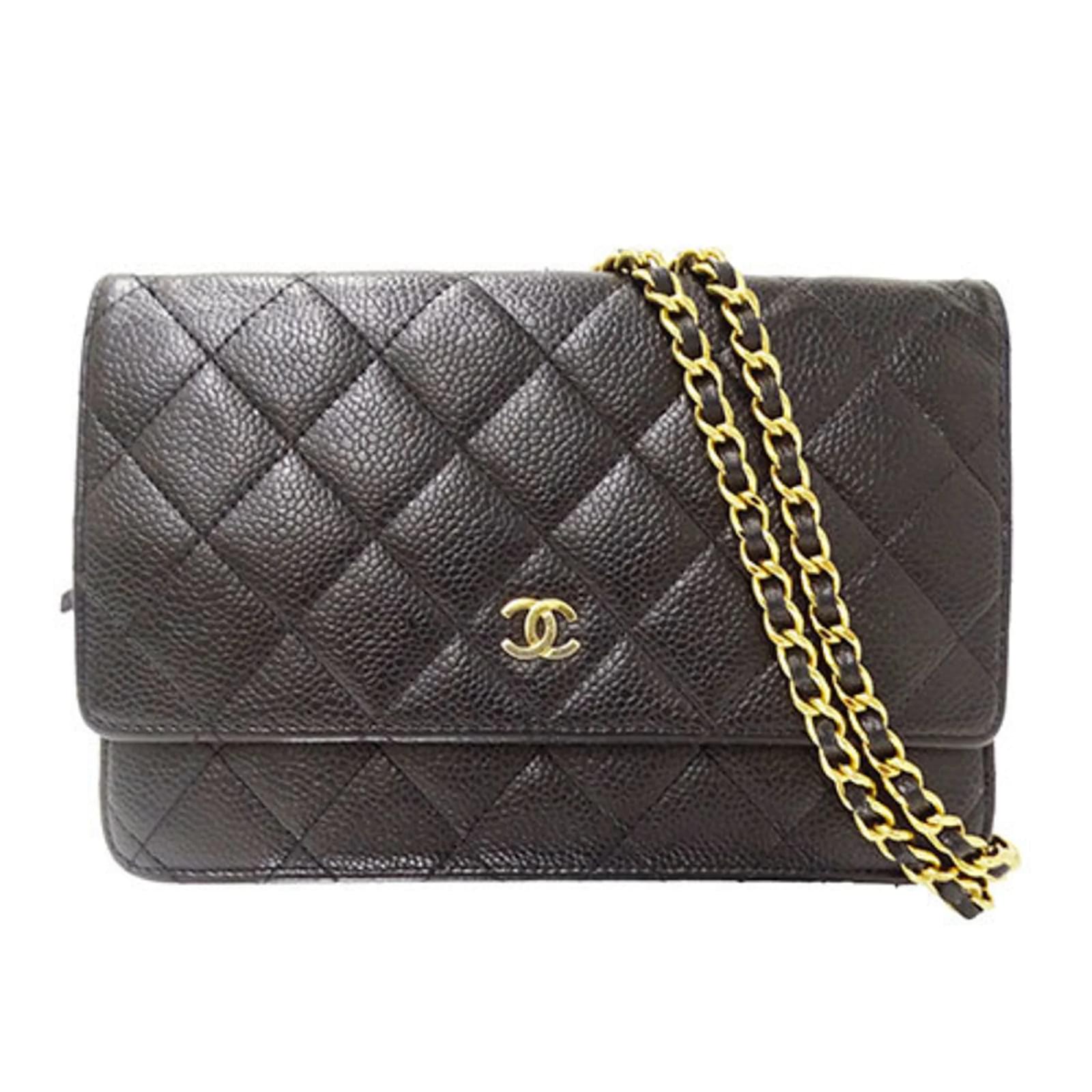 Chanel Black Caviar Leather Shoulder Wallet ref.1954678 - Joli Closet