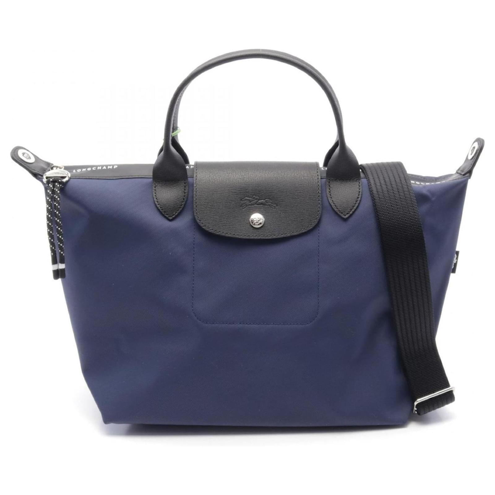 Longchamp Le Pliage Energy L Tote Bag Black Navy blue Leather Nylon ref ...