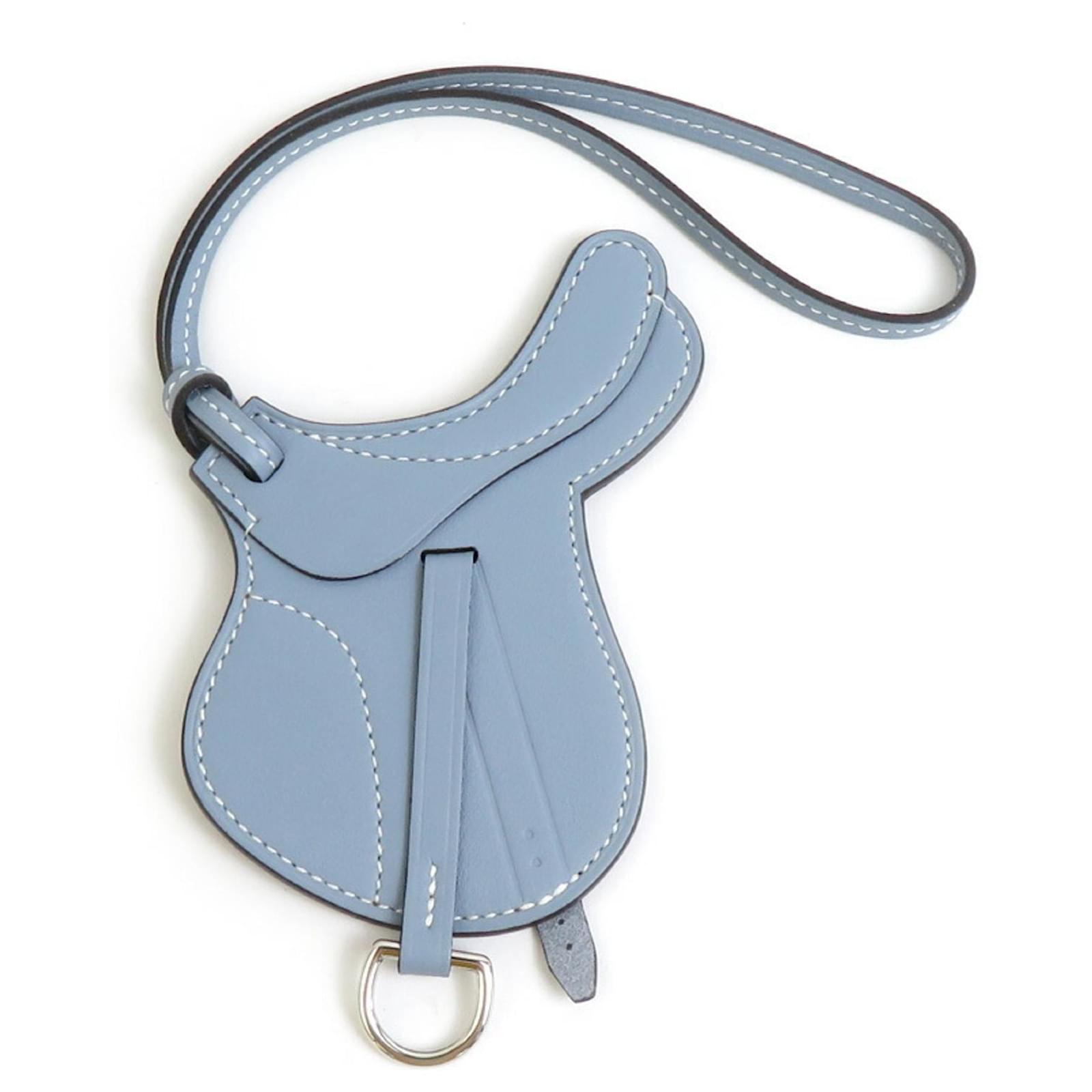 Hermès Hermes Handbag Charm in Blue Gray Leather Light blue ref.1960126 ...
