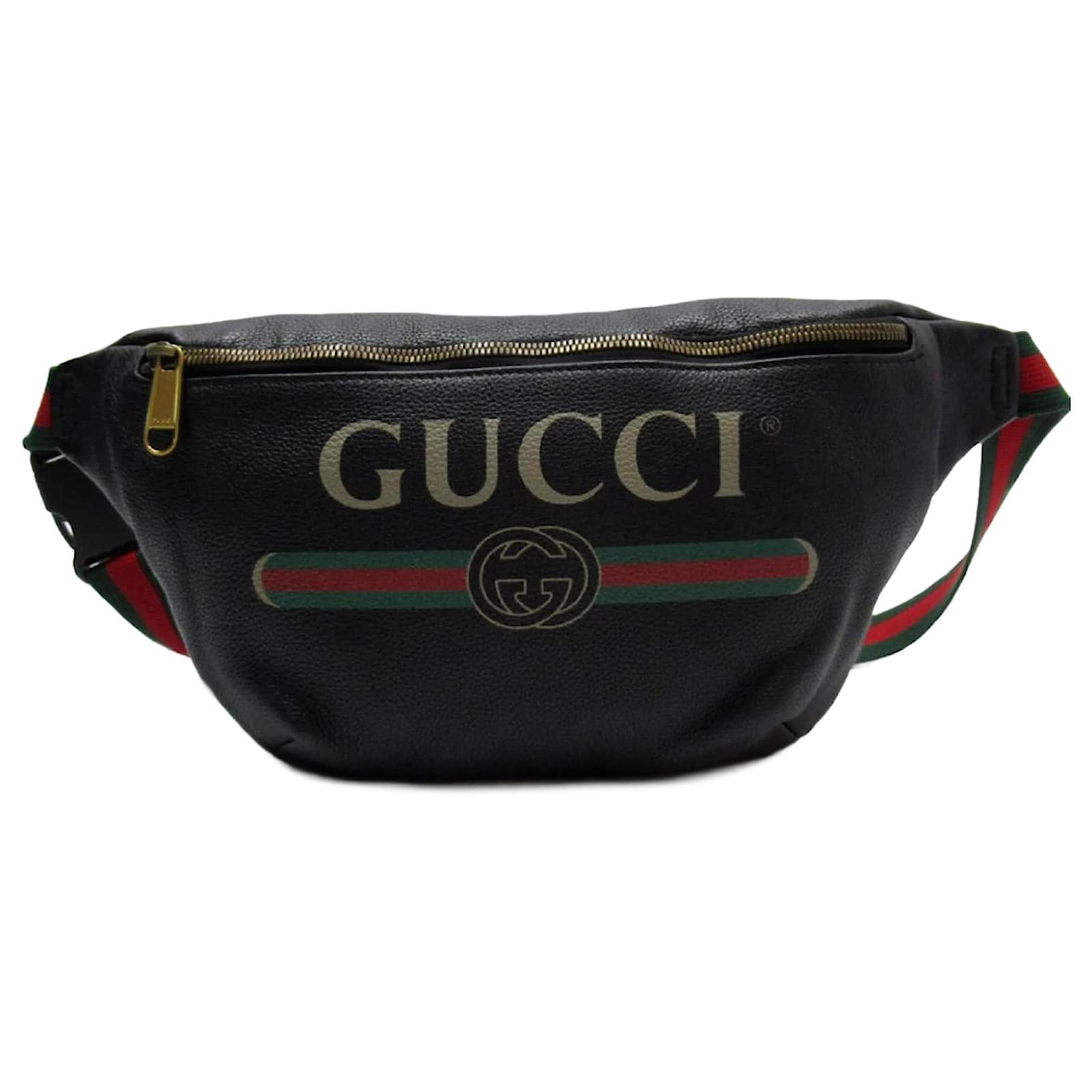 Gucci Body Bag Waist Leather Cotton Black Red Green ref.1960255 - Joli ...