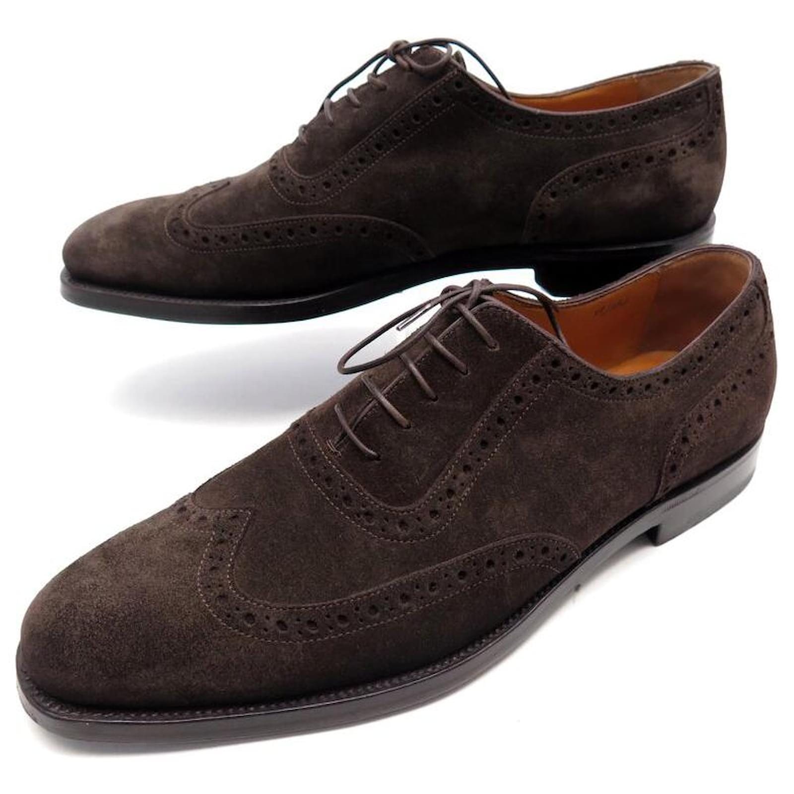 BERLUTI SHOES RICHELIEU FLOWERED TOE 7.5 41.5 BROWN SUEDE SHOES ref ...