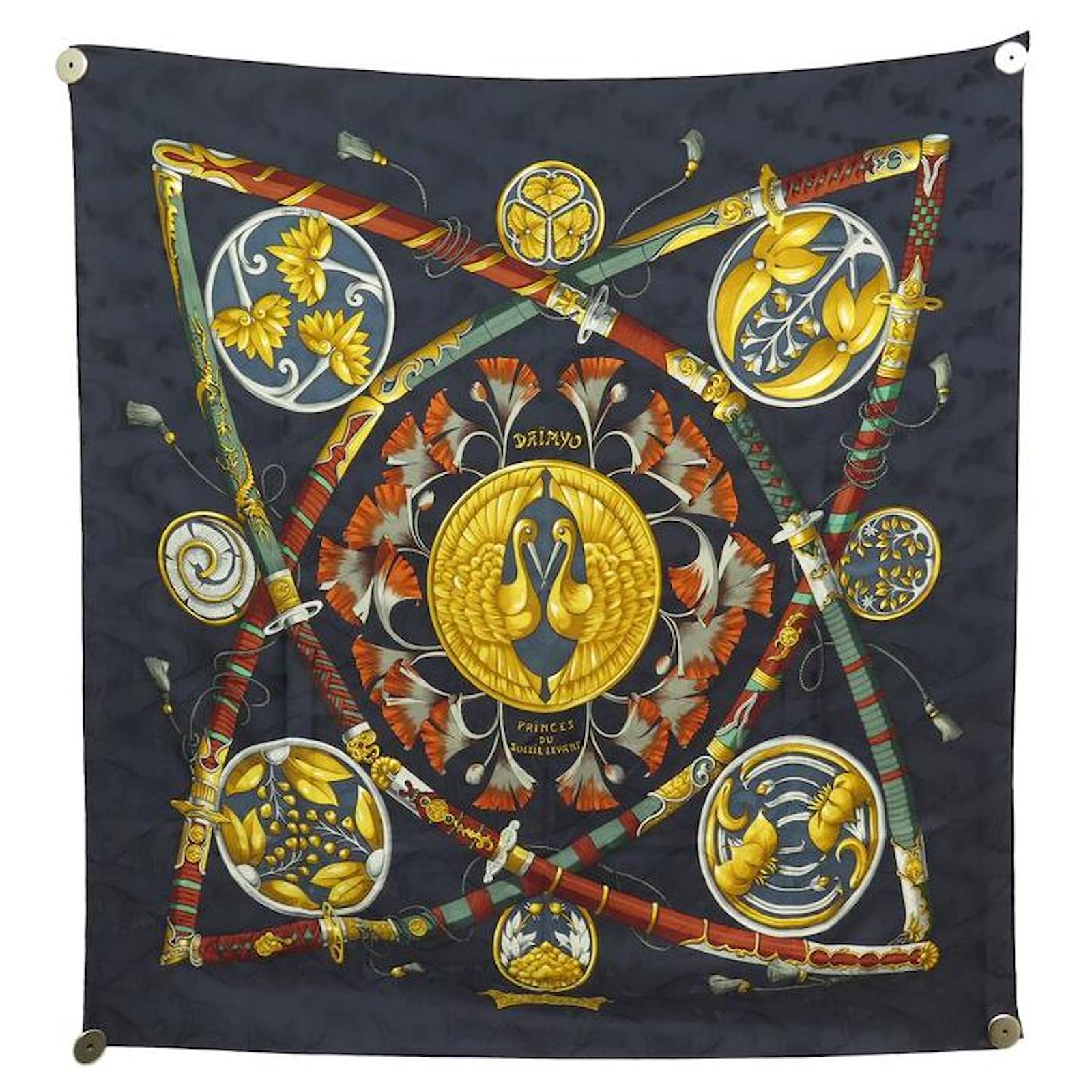 Hermès HERMES FOULARD DAIMYO PRINCES OF THE RISING SUN SILK JACQUARD ...