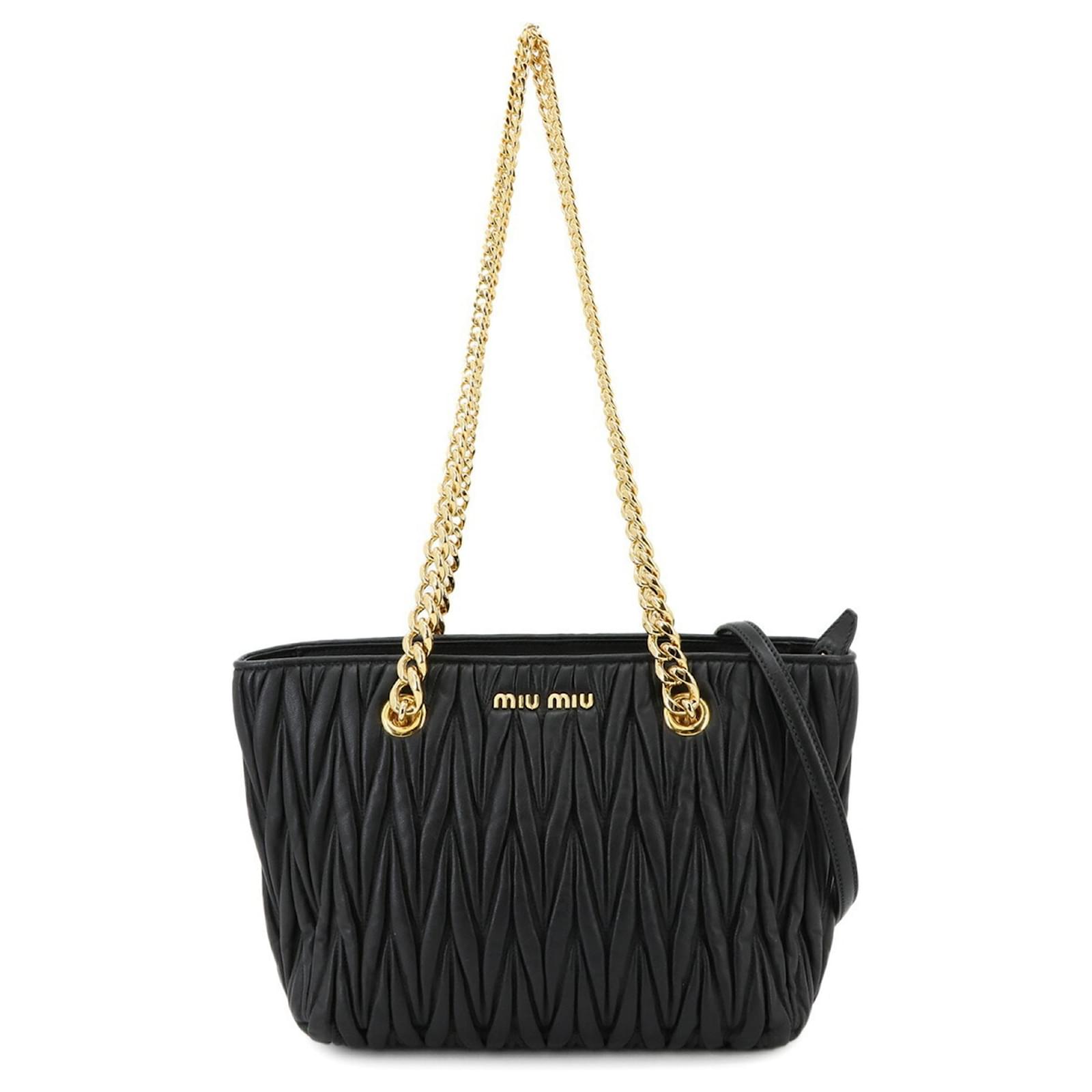 Miu Miu Matelasse 2way Chain Shoulder Bag Black Leather ref.1961006 ...