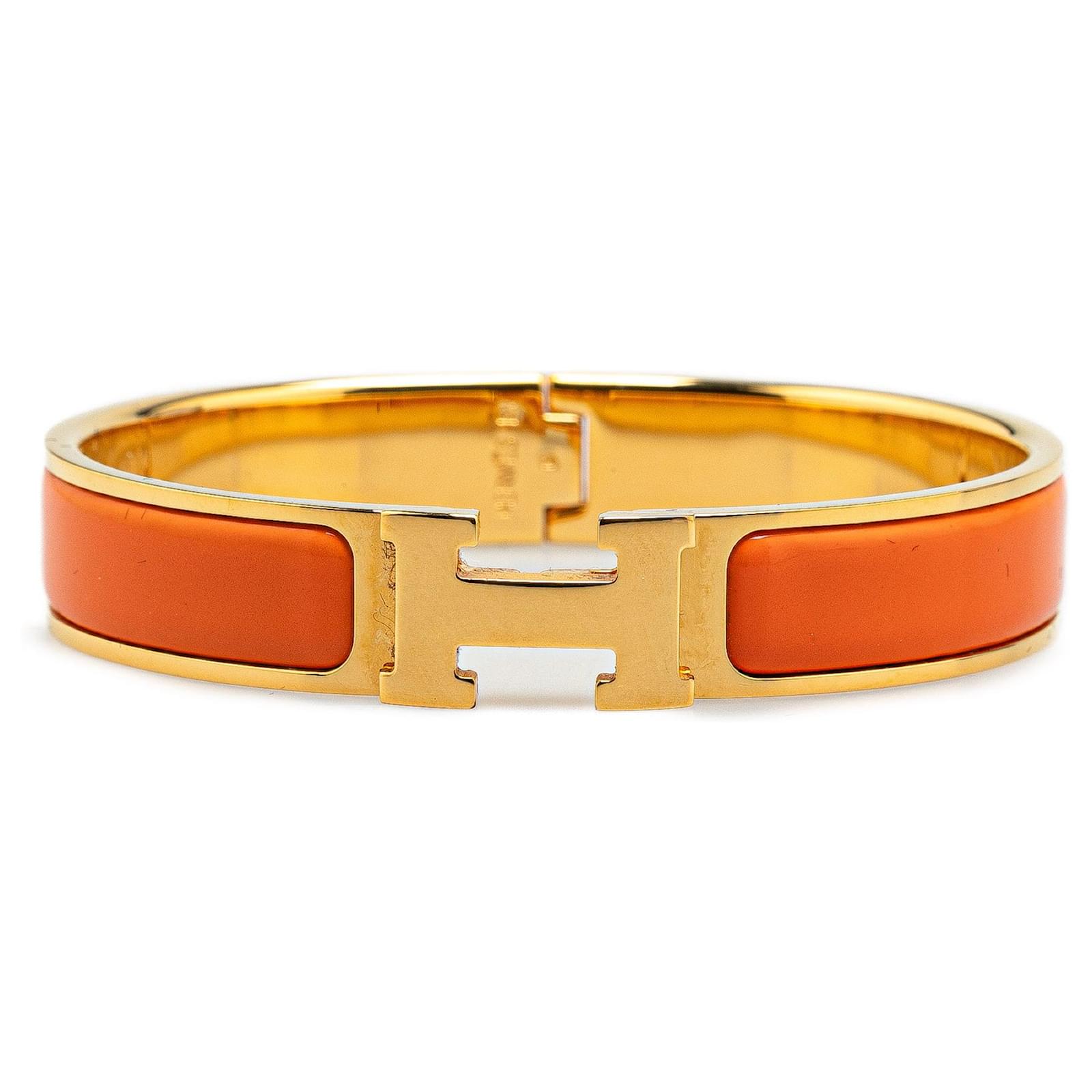 Orange Hermès Narrow Enamel Clic H Bracelet PM Metal ref.1961847 - Joli Closet