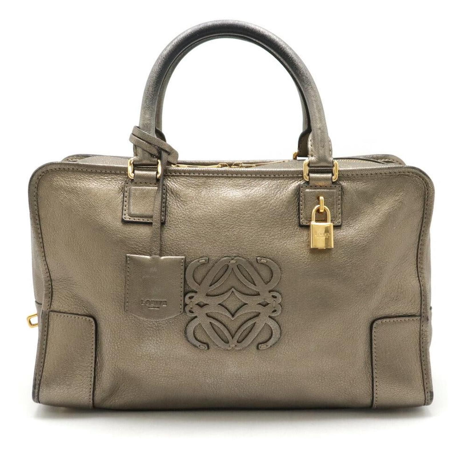 Loewe Leather Amazona 35 Handbag Metallic Khaki Green ref.1963683 ...