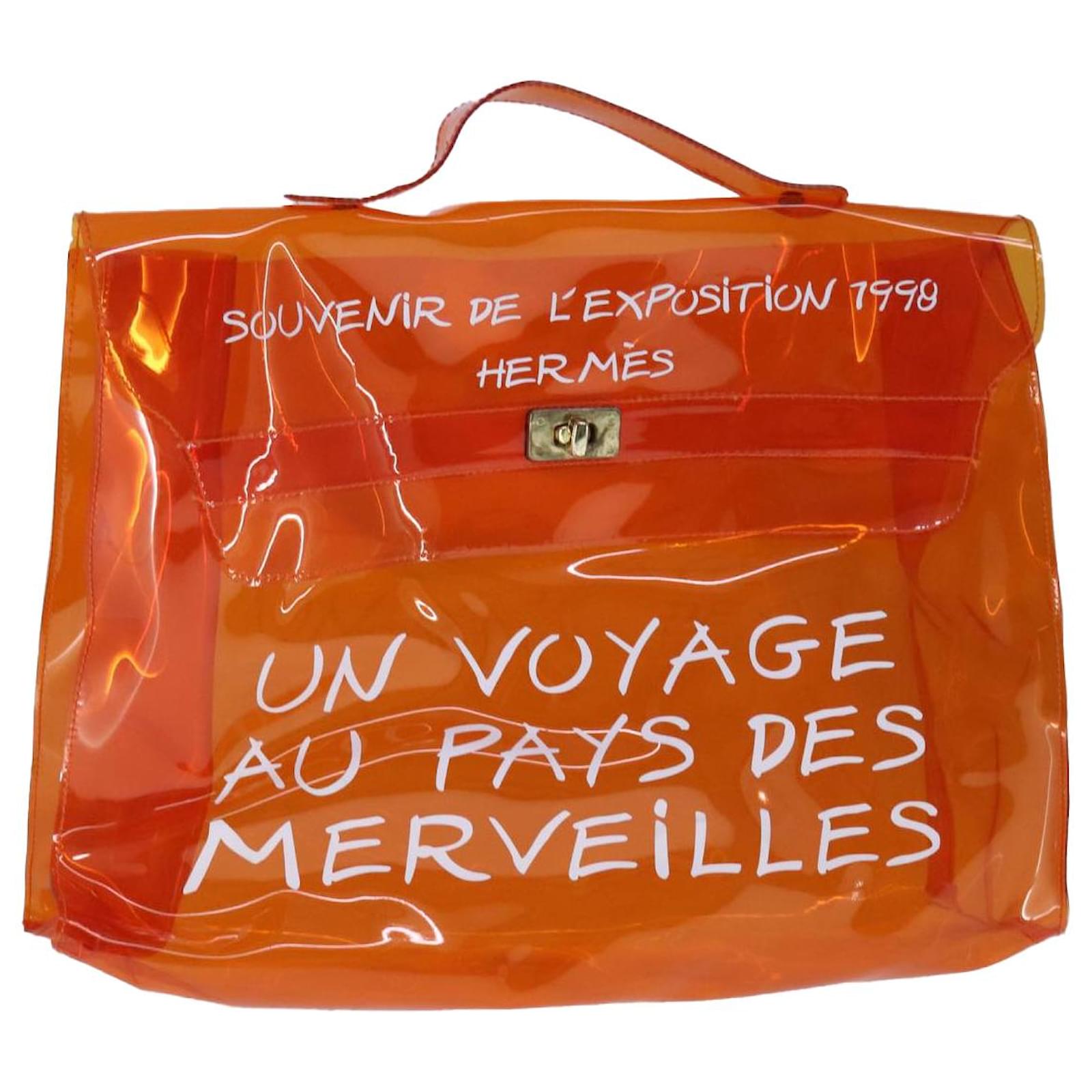 Hermès HERMES Vinyl Kelly Hand Bag Vinyl Orange Auth 109116 ...