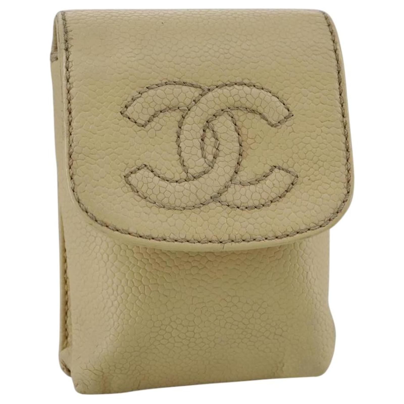 CHANEL Cigarette Case Caviar Skin Beige CC Auth 109058 ref.1964811 ...