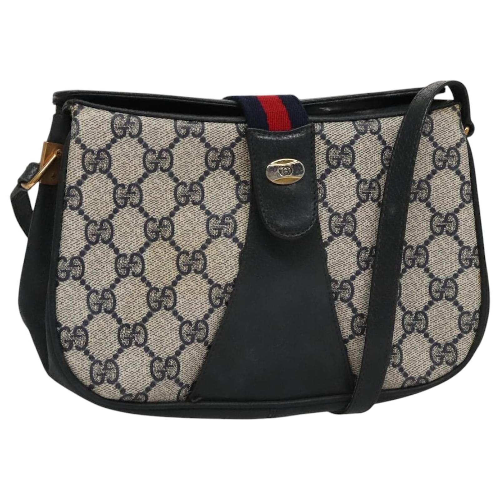 GUCCI GG Supreme Sherry Line Shoulder Bag PVC Navy Red 10 02 024 Auth ...
