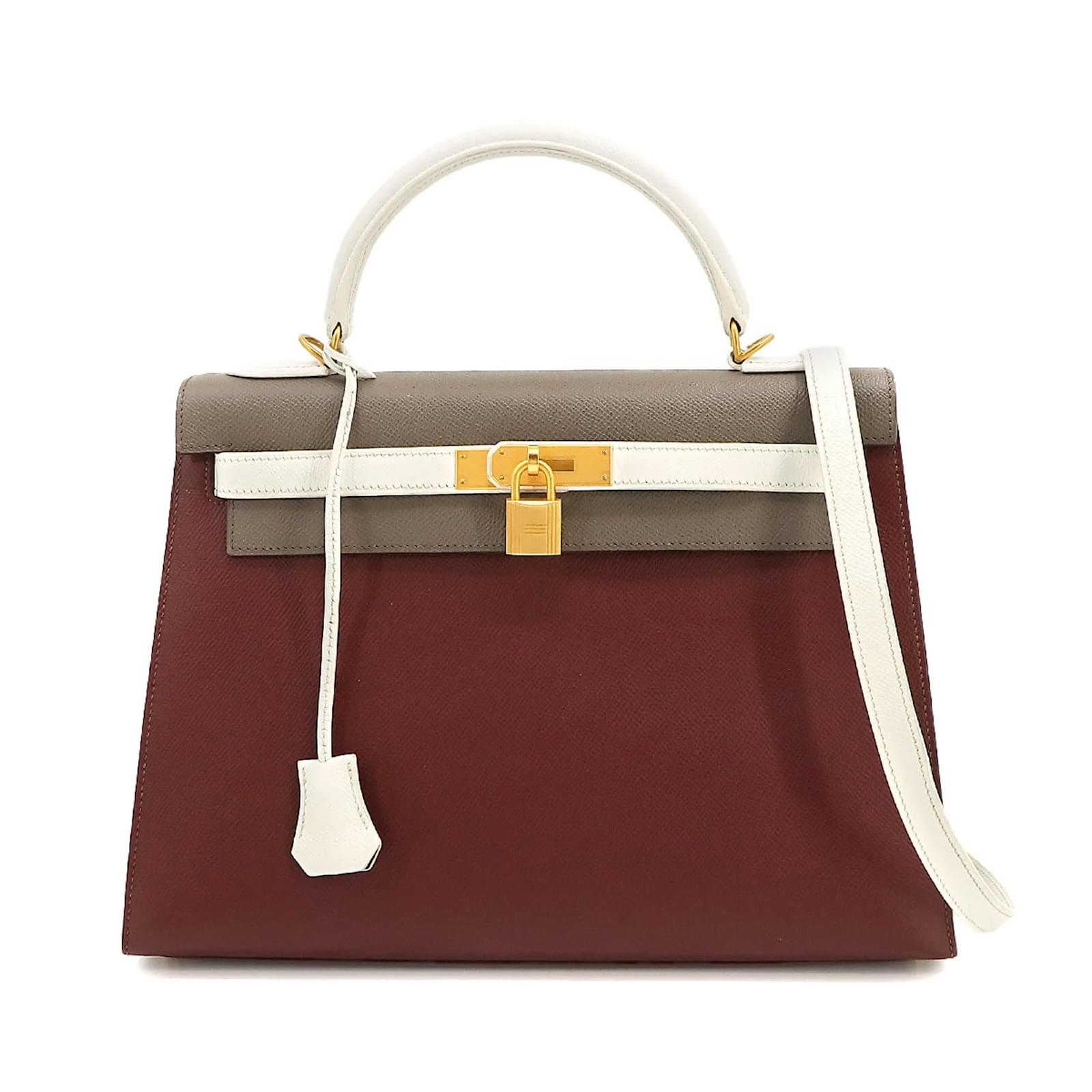 Hermès Hermes Kelly 32 Shoulder Bag White Red Grey Leather ref ...